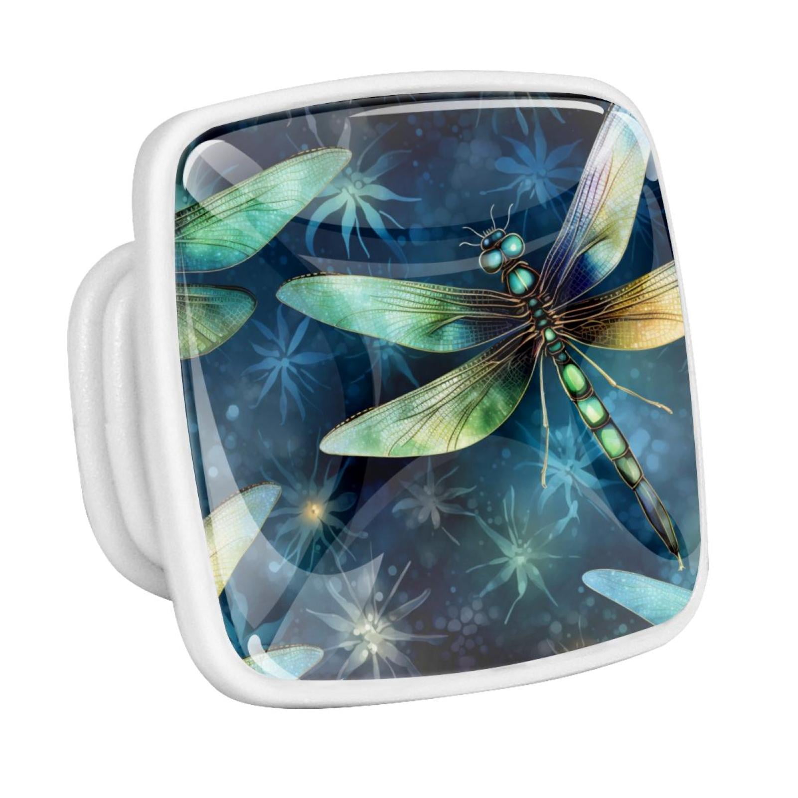 Beautiful Dragonfly Insects Fluorescent Drawer Pulls with Screws Square ...
