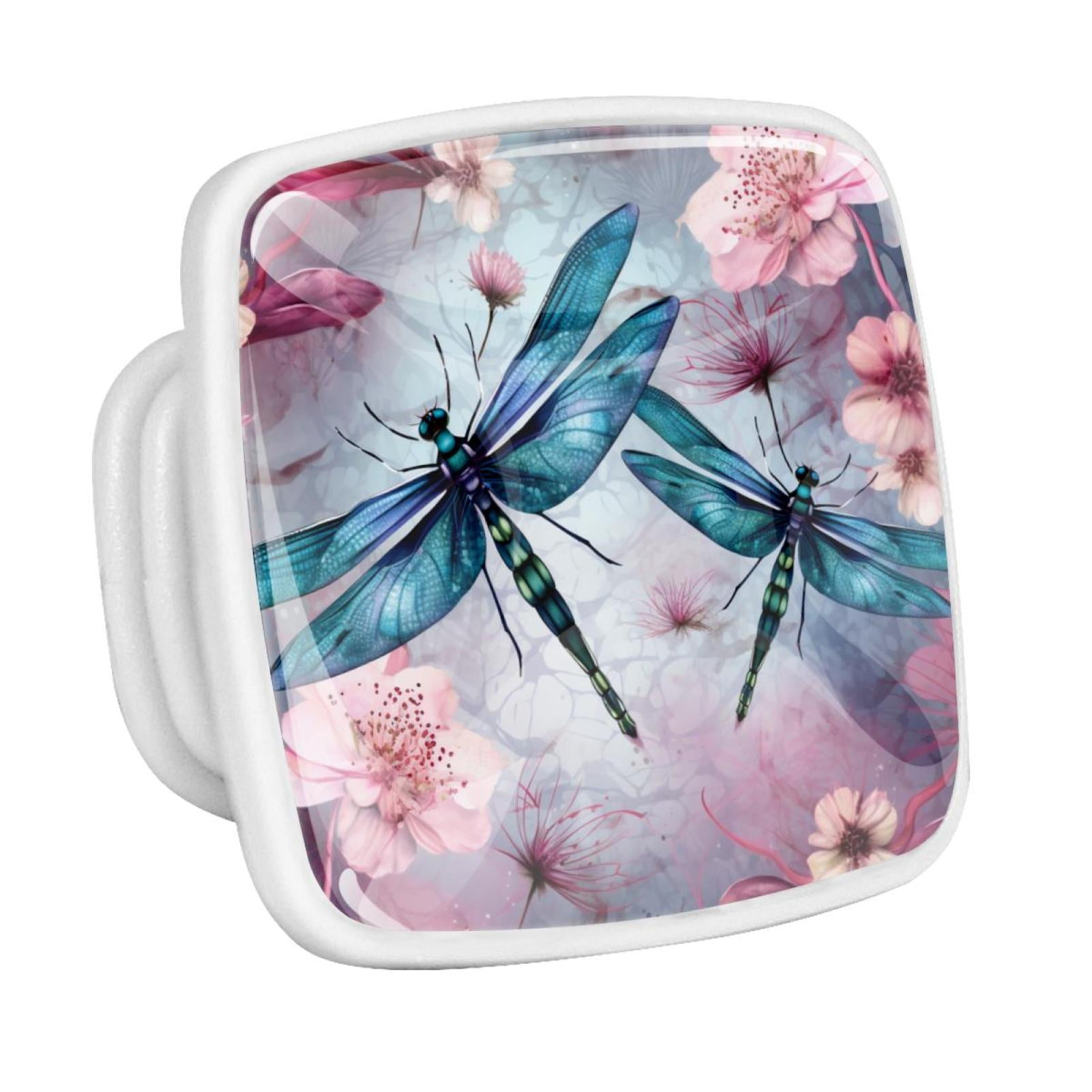 Beautiful Dragonfly Insects Fluorescent Drawer Pulls with Screws Square ...