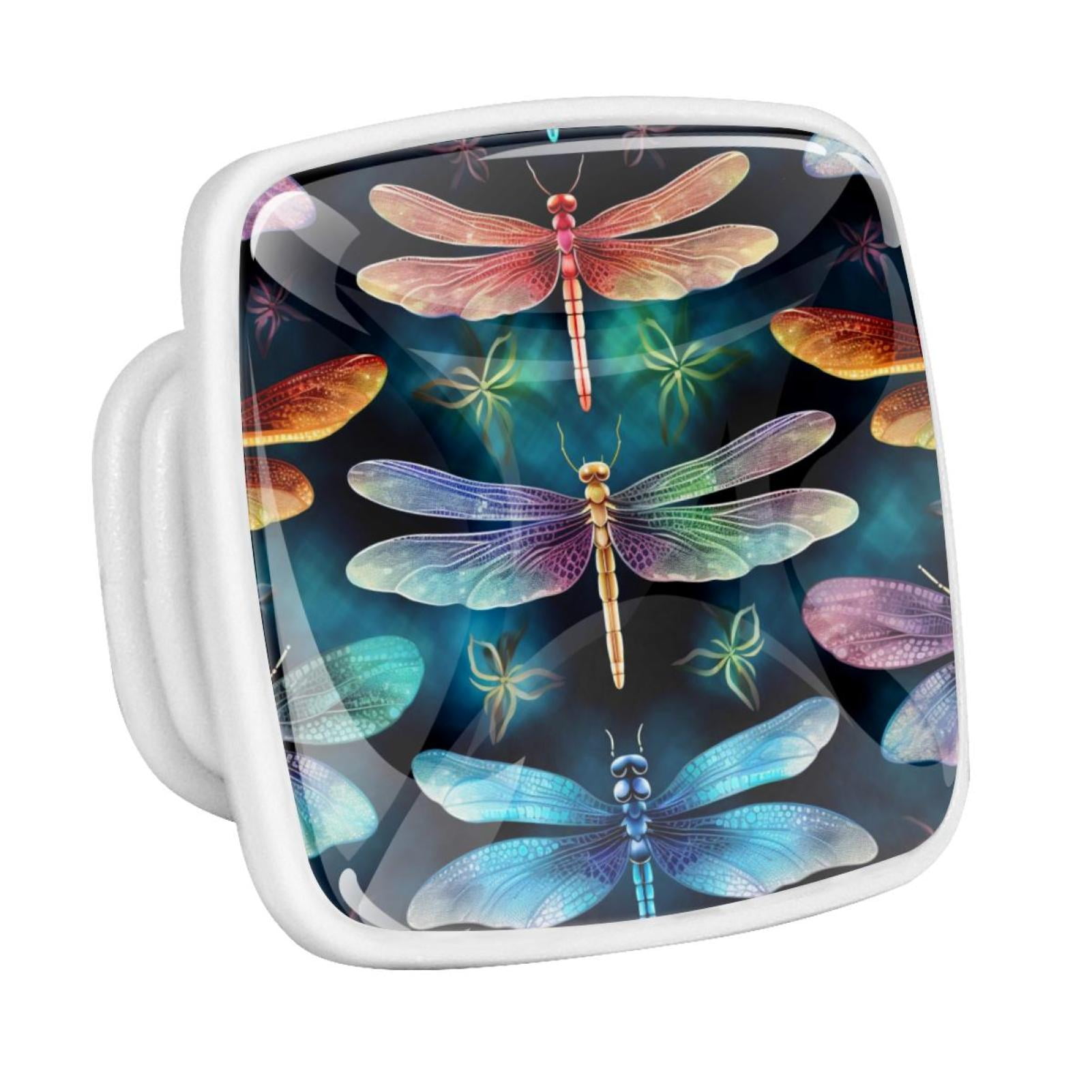 Beautiful Dragonfly Insects Fluorescent Drawer Pulls with Screws Square ...