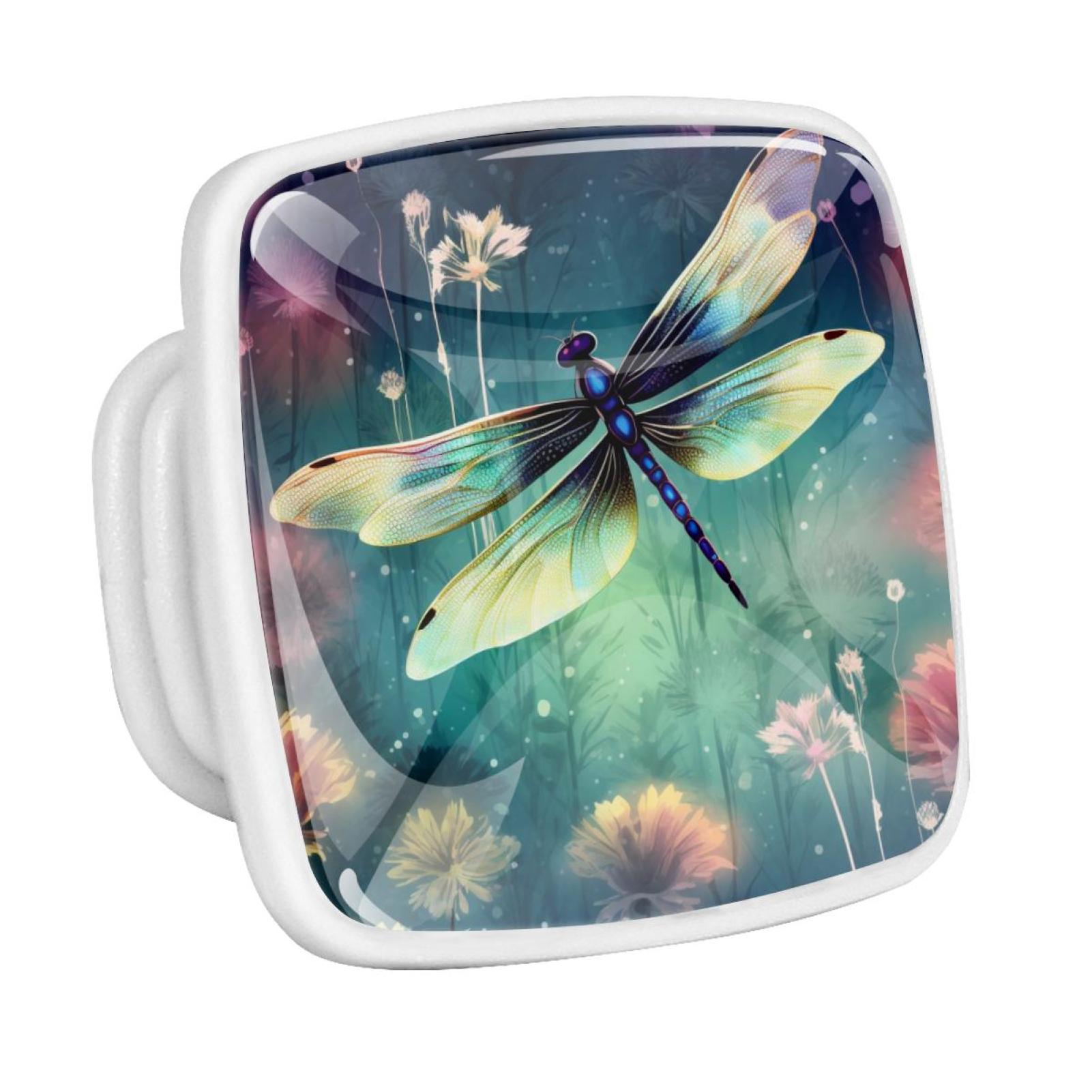 Beautiful Dragonfly Insects Fluorescent Drawer Pulls with Screws Square ...