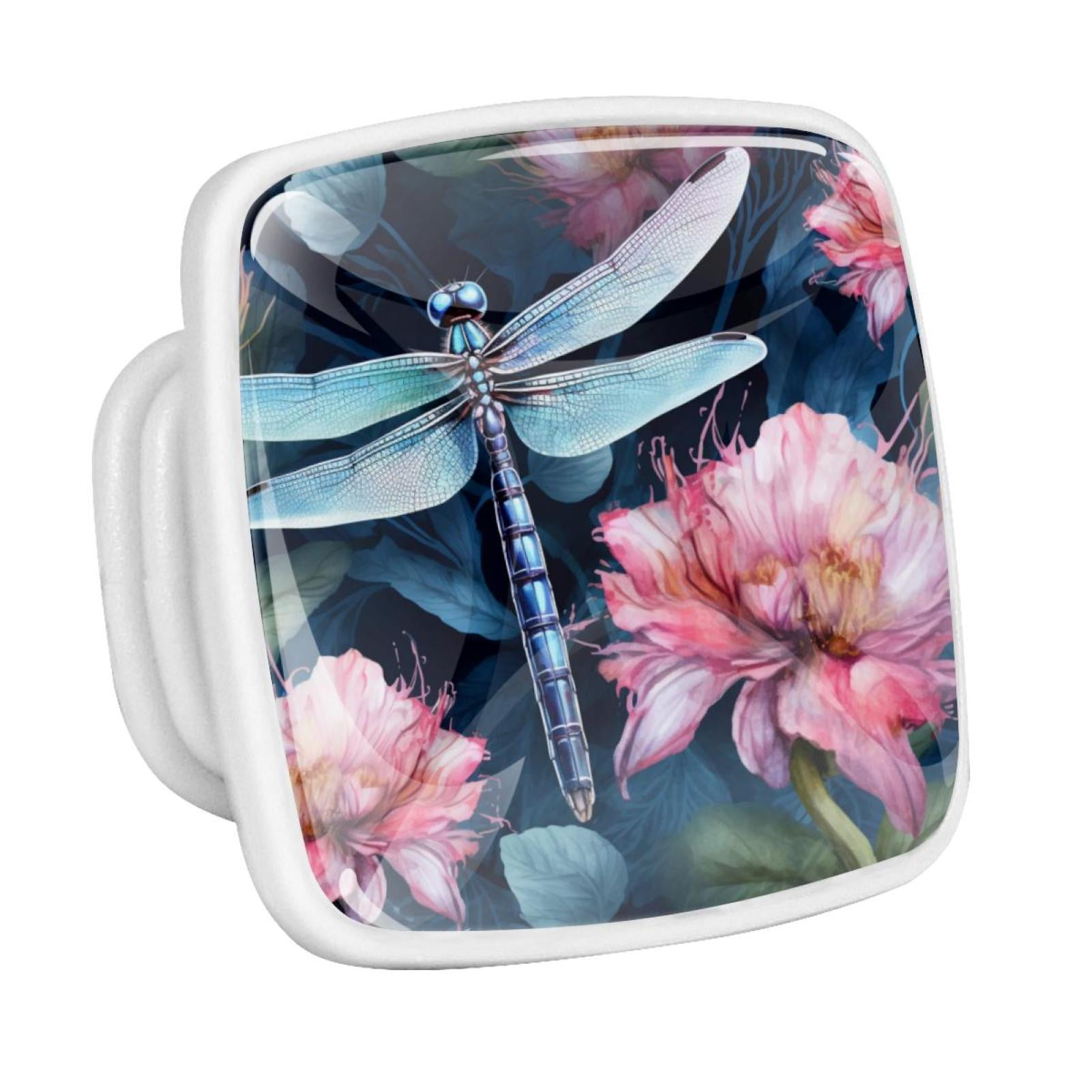 Beautiful Dragonfly Insects Fluorescent Drawer Pulls with Screws Square ...
