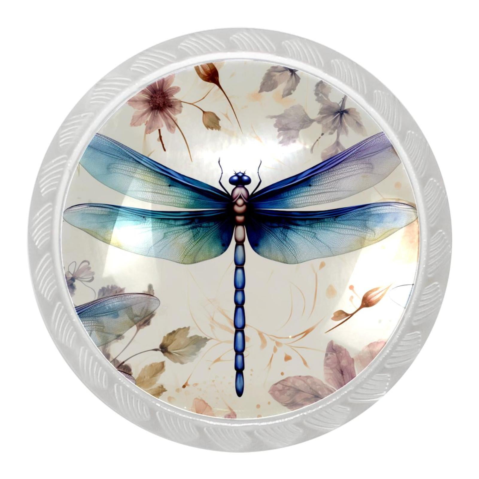 Beautiful Dragonfly Insects Pattern 4 PCS Cabinet Knob Drawer Knob ...