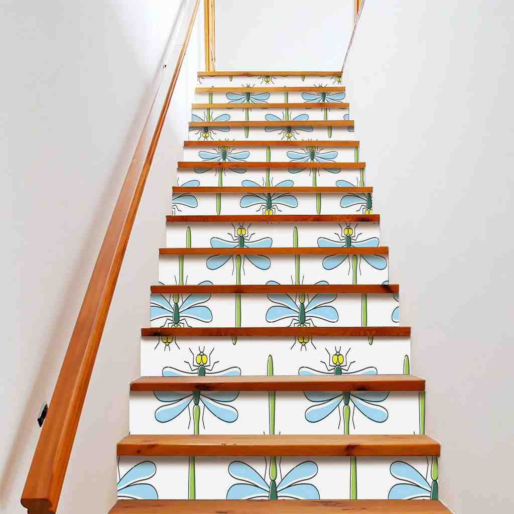 Beautiful Dragonfly Stair Stickers Colorful Butterfly Staircase Murals ...