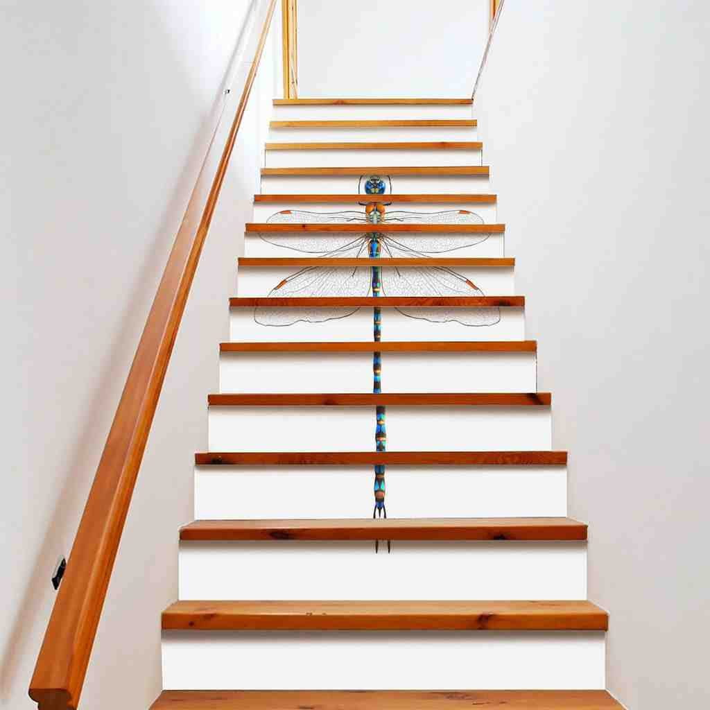 Beautiful Dragonfly Stair Stickers Colorful Butterfly Staircase Murals ...