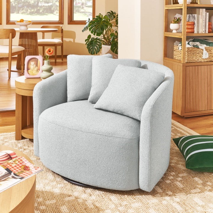 Free Shipping! Beautiful Cornflower Blue Boucle Accent Chair with ...