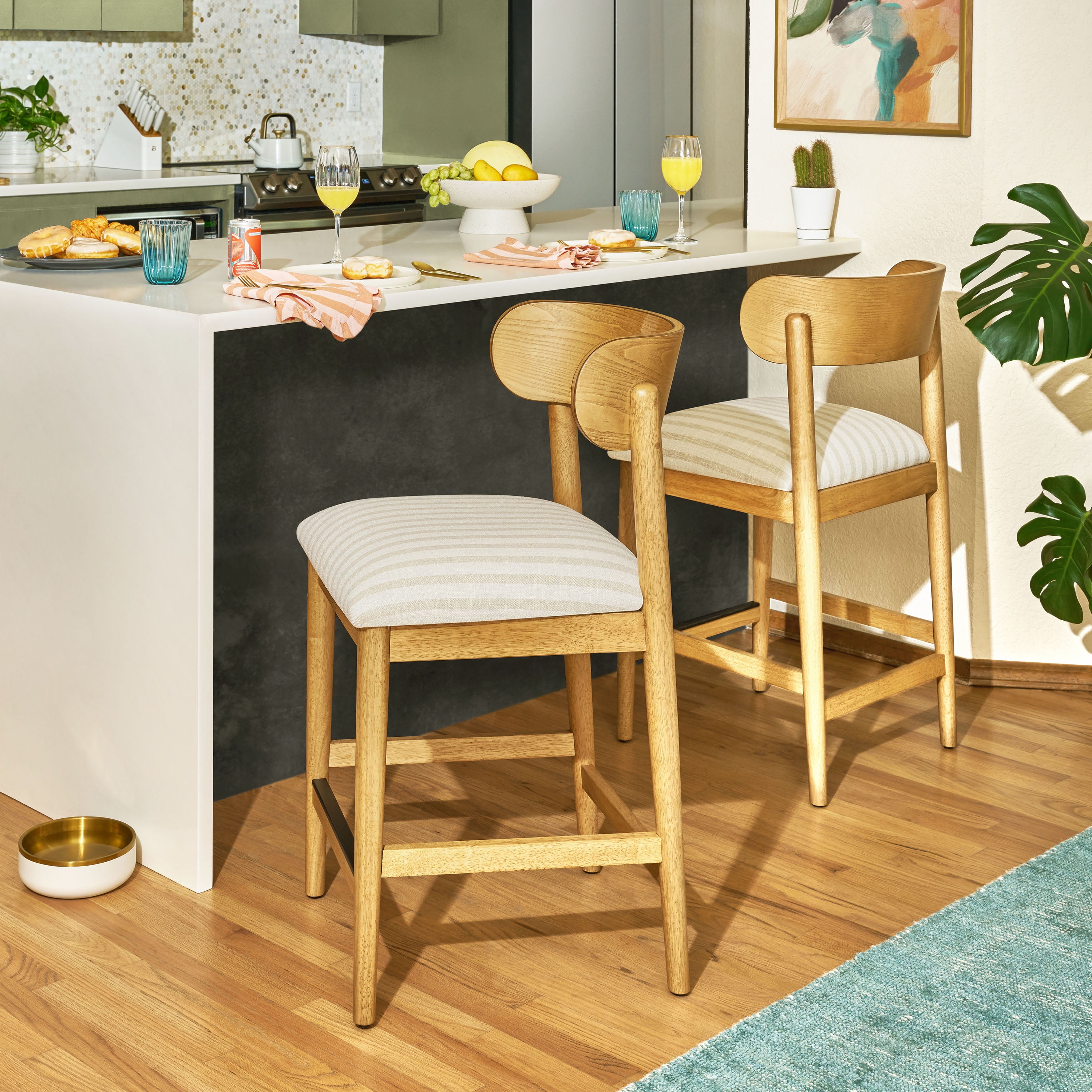 Beautiful Drew Counter-Height Stools by Drew Barrymore, Warm Honey ...