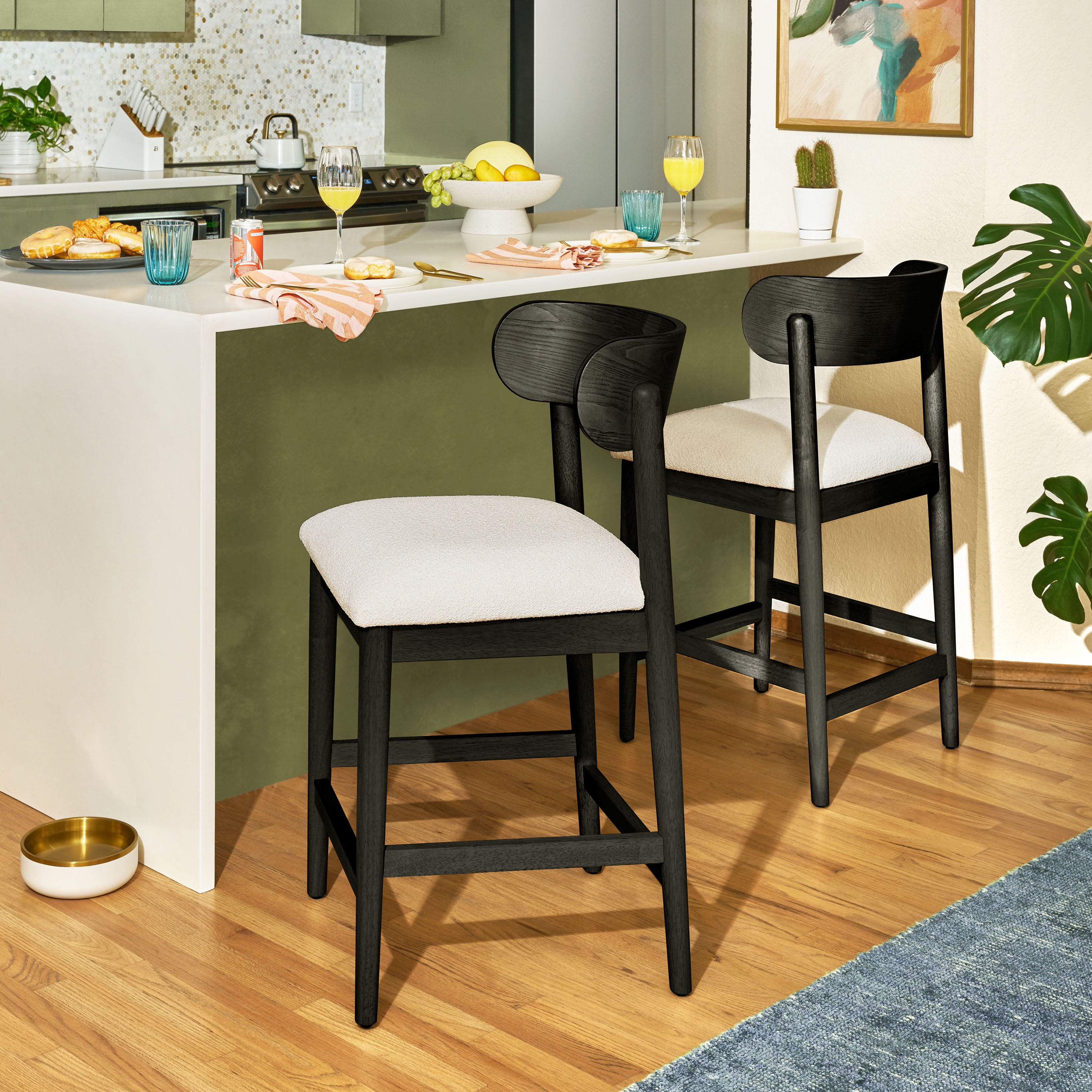 Beautiful Drew Counter-Height Stools by Drew Barrymore, Rich Black Finish, 2 Pack - Walmart.com