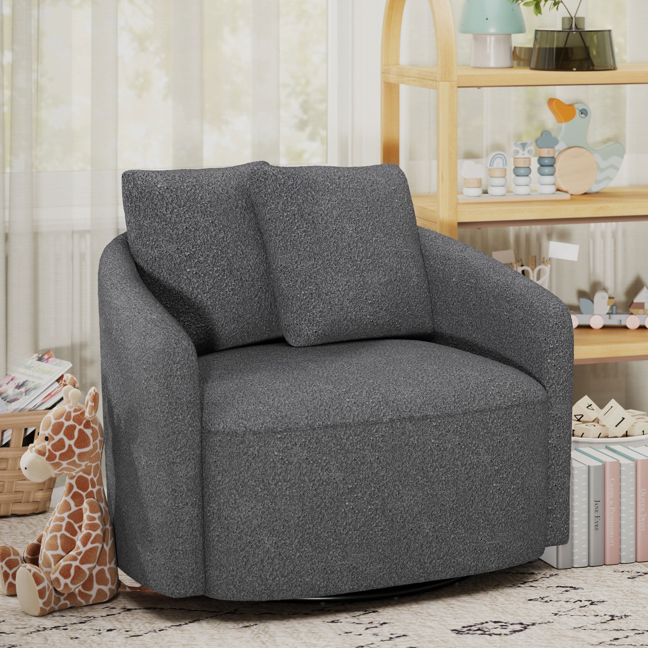 Beautiful Drew Kids Accent Chair by Drew Barrymore, Charcoal Bouclé ...