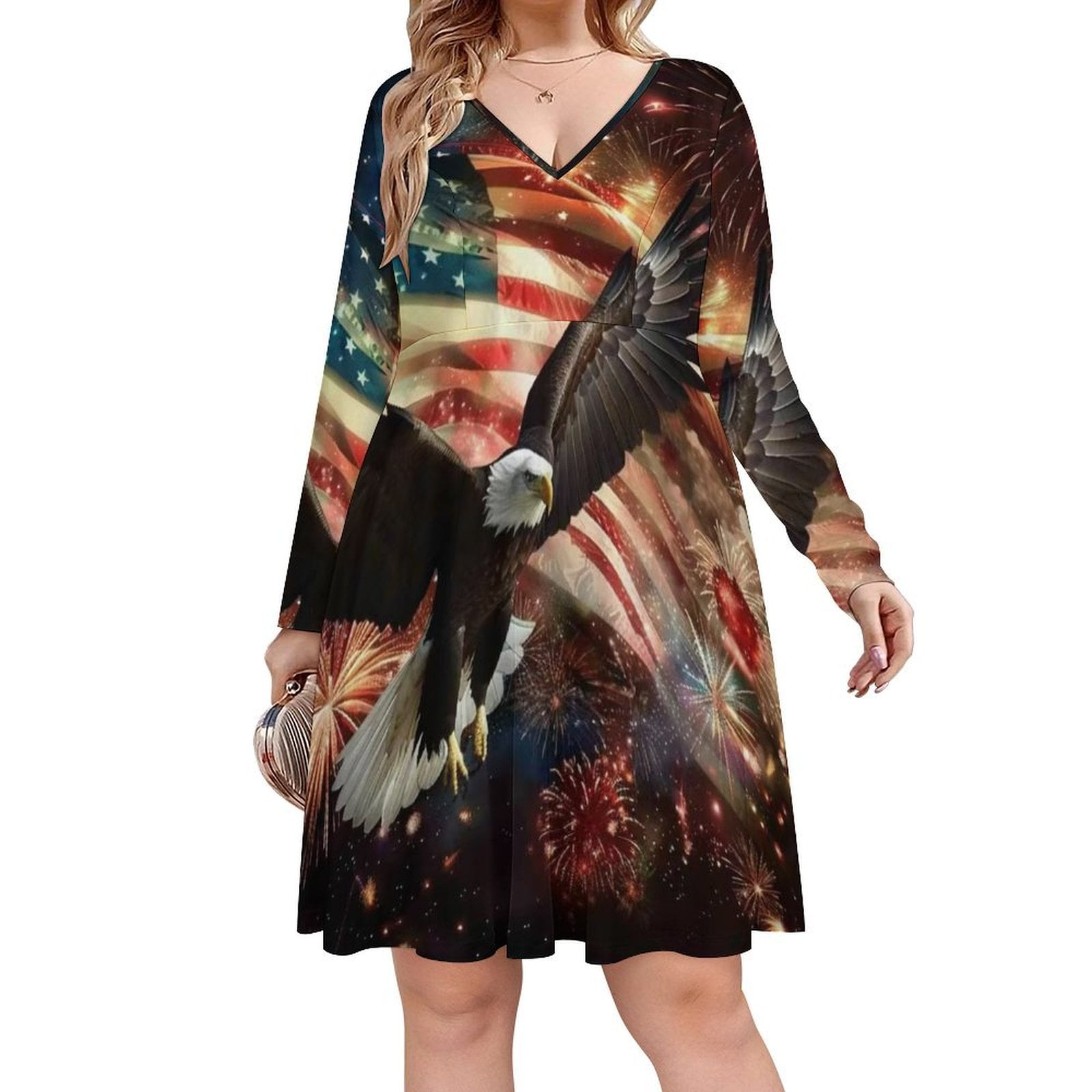 Beautiful Eagle And USA Flag (3) Long Sleeve Dresses For Women Vintage ...