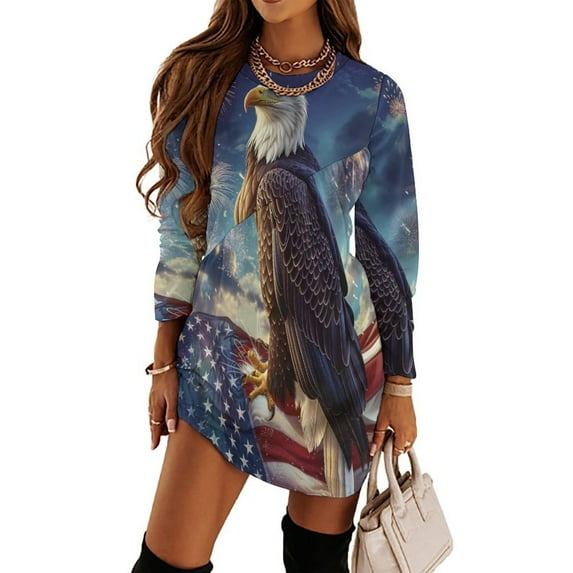 Beautiful Eagle And USA Flag Loose Dress Evening Dress Summer Dresses ...