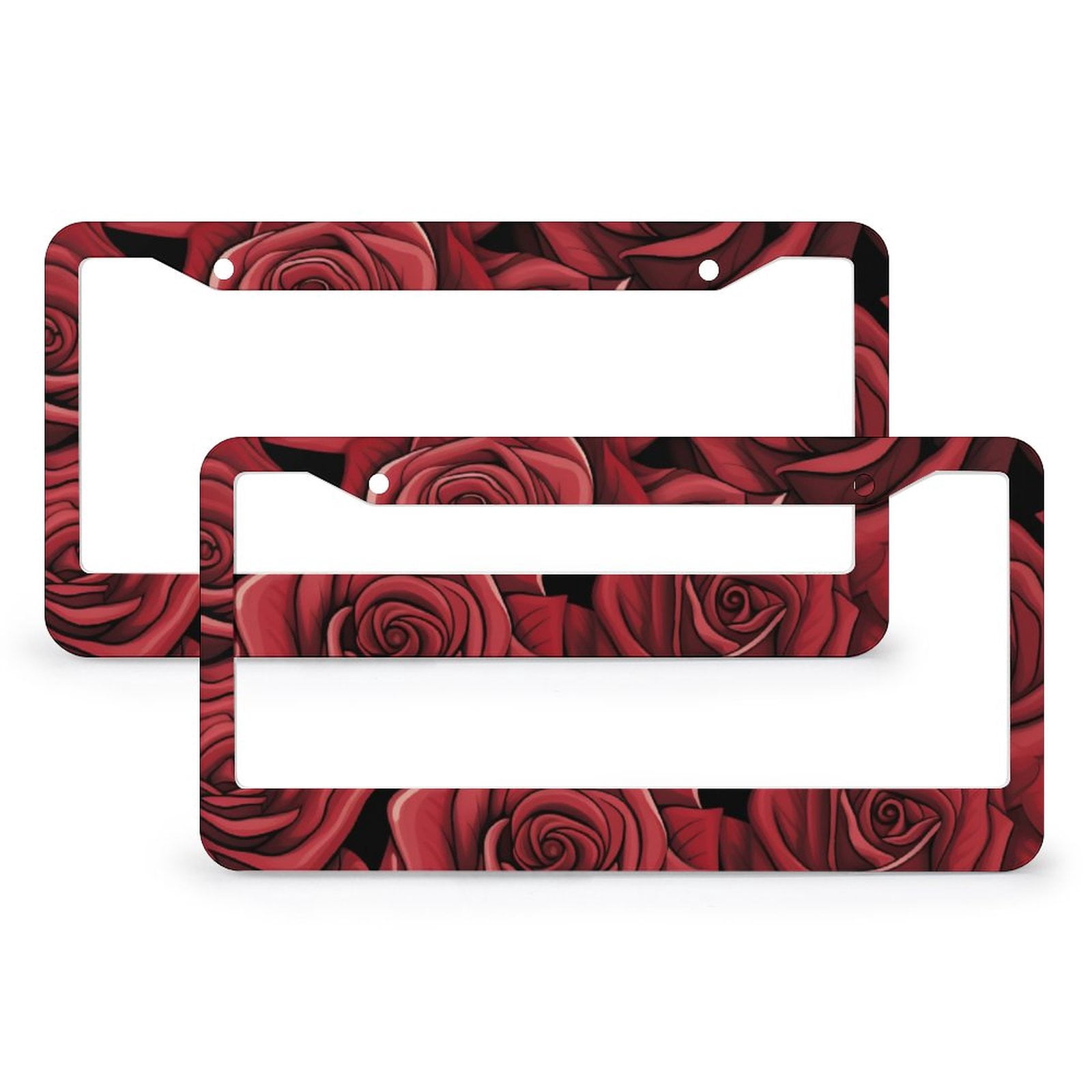 Beautiful & Elegant Red Rose Bloom-2 License Plate Frame 2 Pieces Retro ...