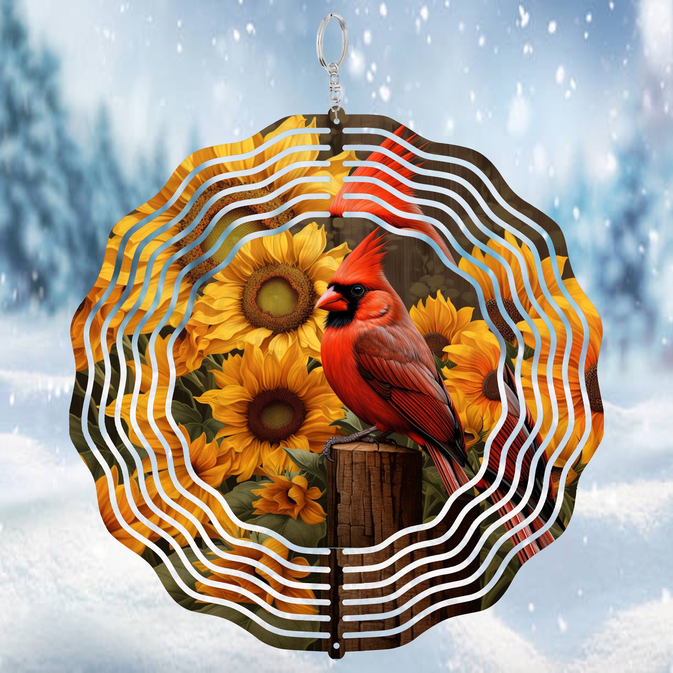 Beautiful Fall Cardinal Bird 3D Wind Spinner Stainless Steel Kinetic ...
