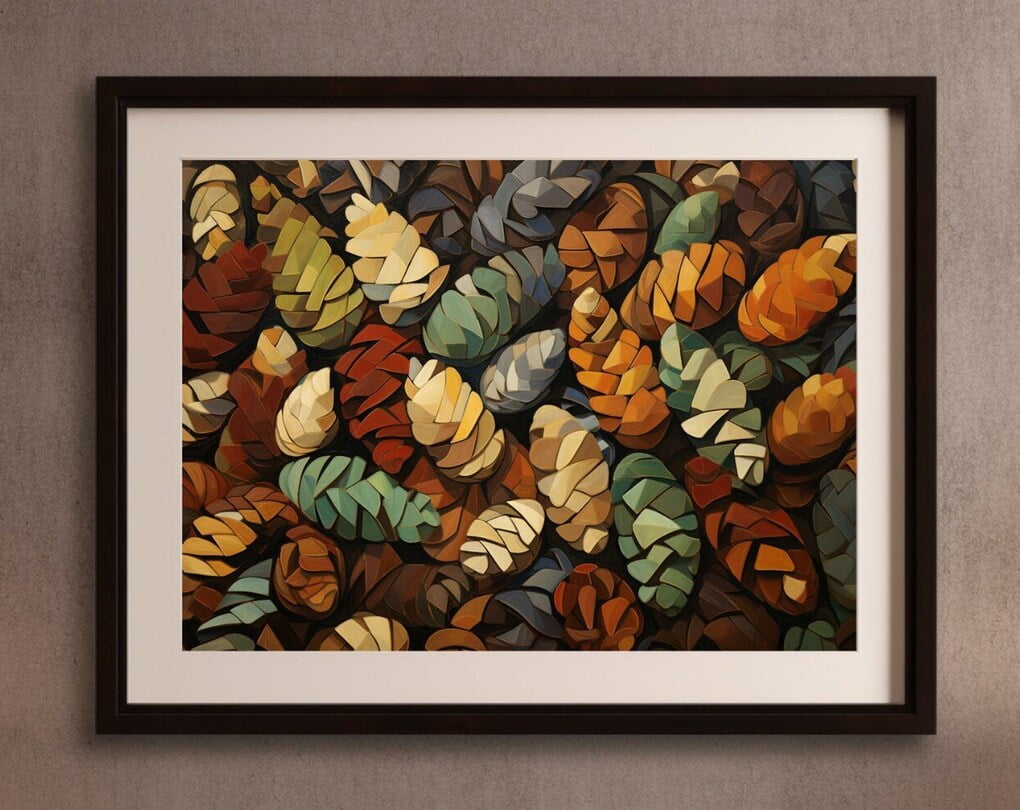 Beautiful Fall Colors Pine Cone Art Printable Wall Art Earthy Autumn ...