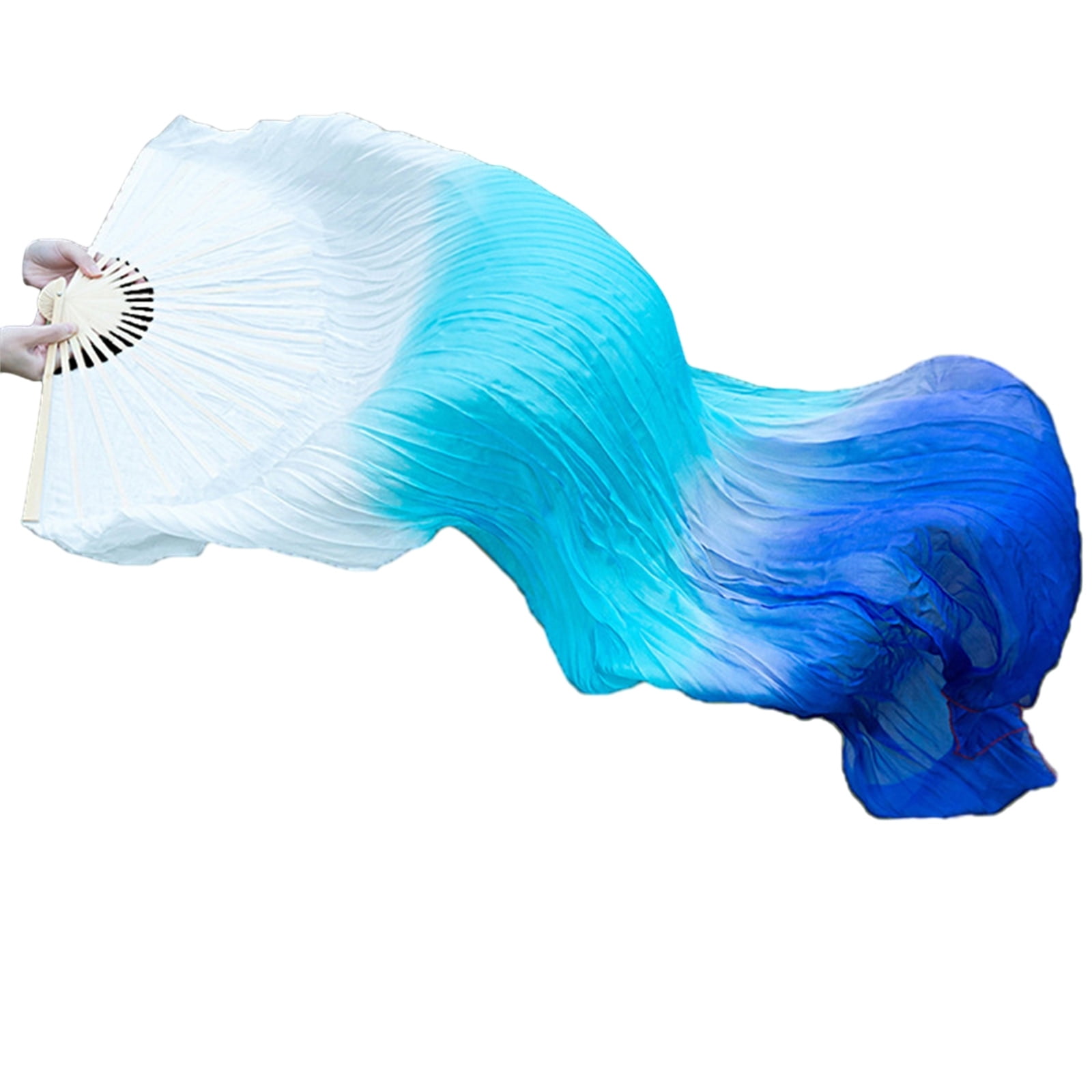 Beautiful Faux Silk Belly Dance Fan Veils Colorful Tie-Dyed Long Fans ...