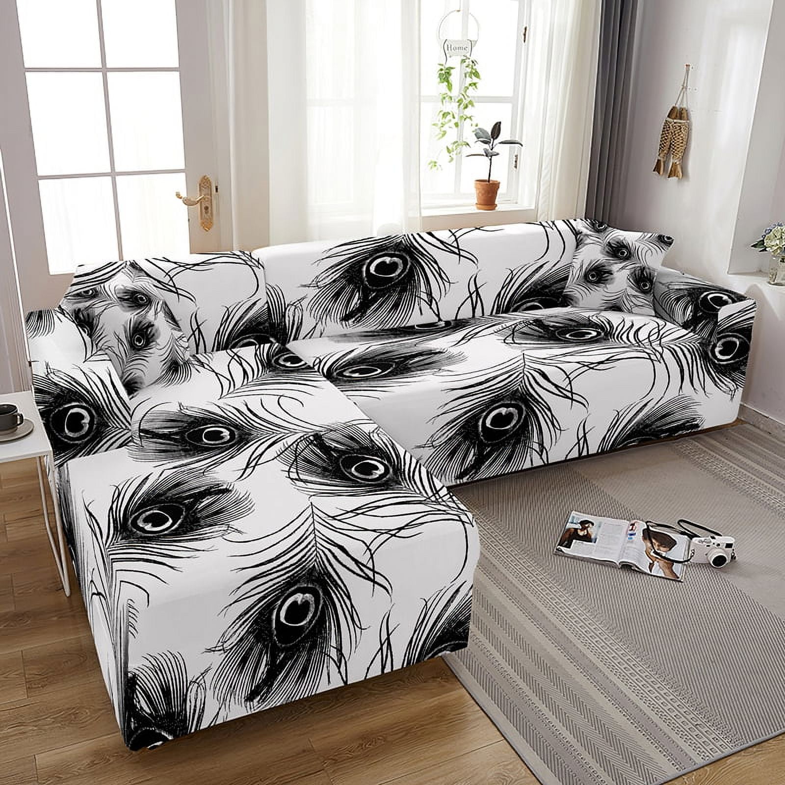 Beautiful Feather Elastic Combination Sofa Cover For Living Room ...