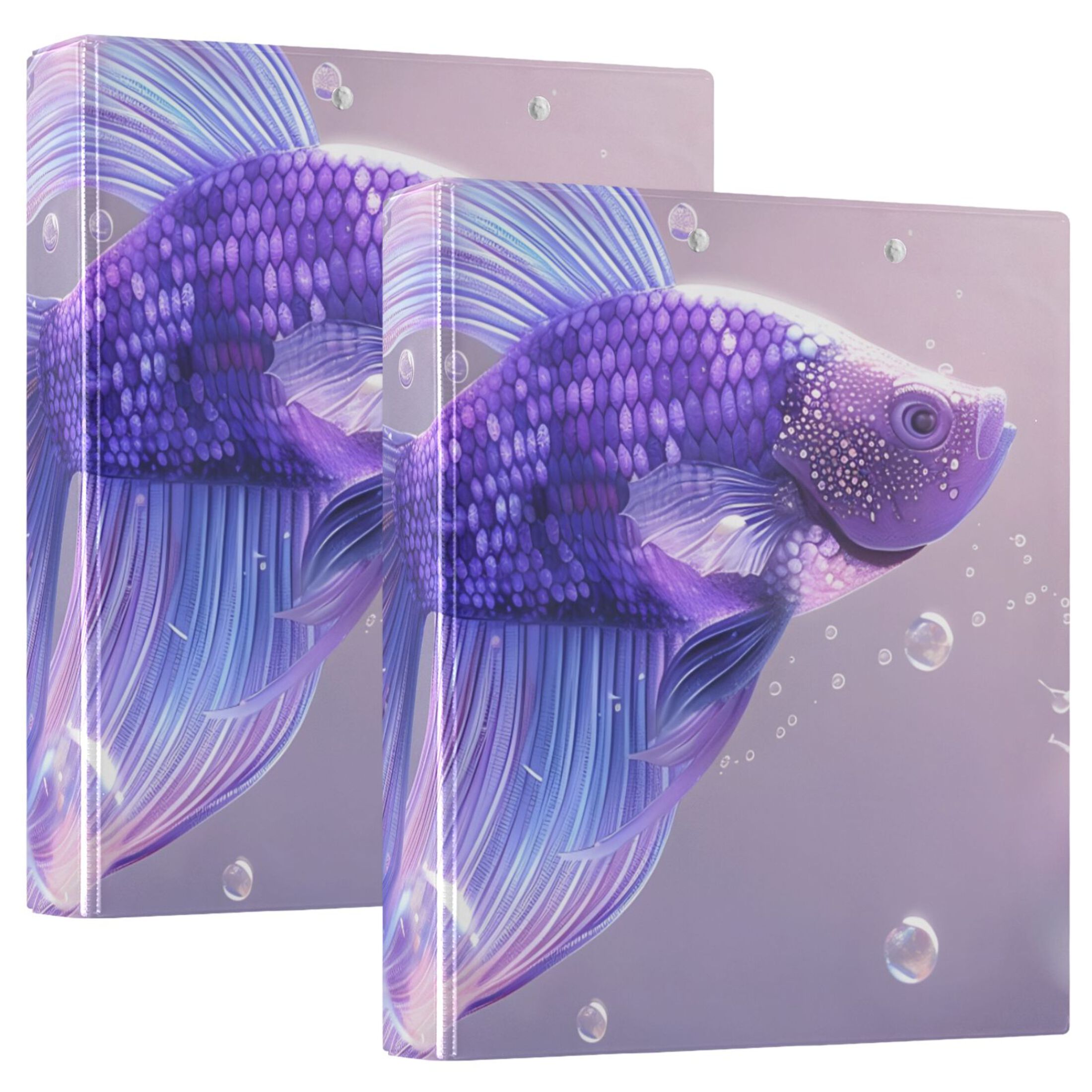 Beautiful Fish Tail and Bubble 3 Ring Hardcover Binders 1.5" Round ...