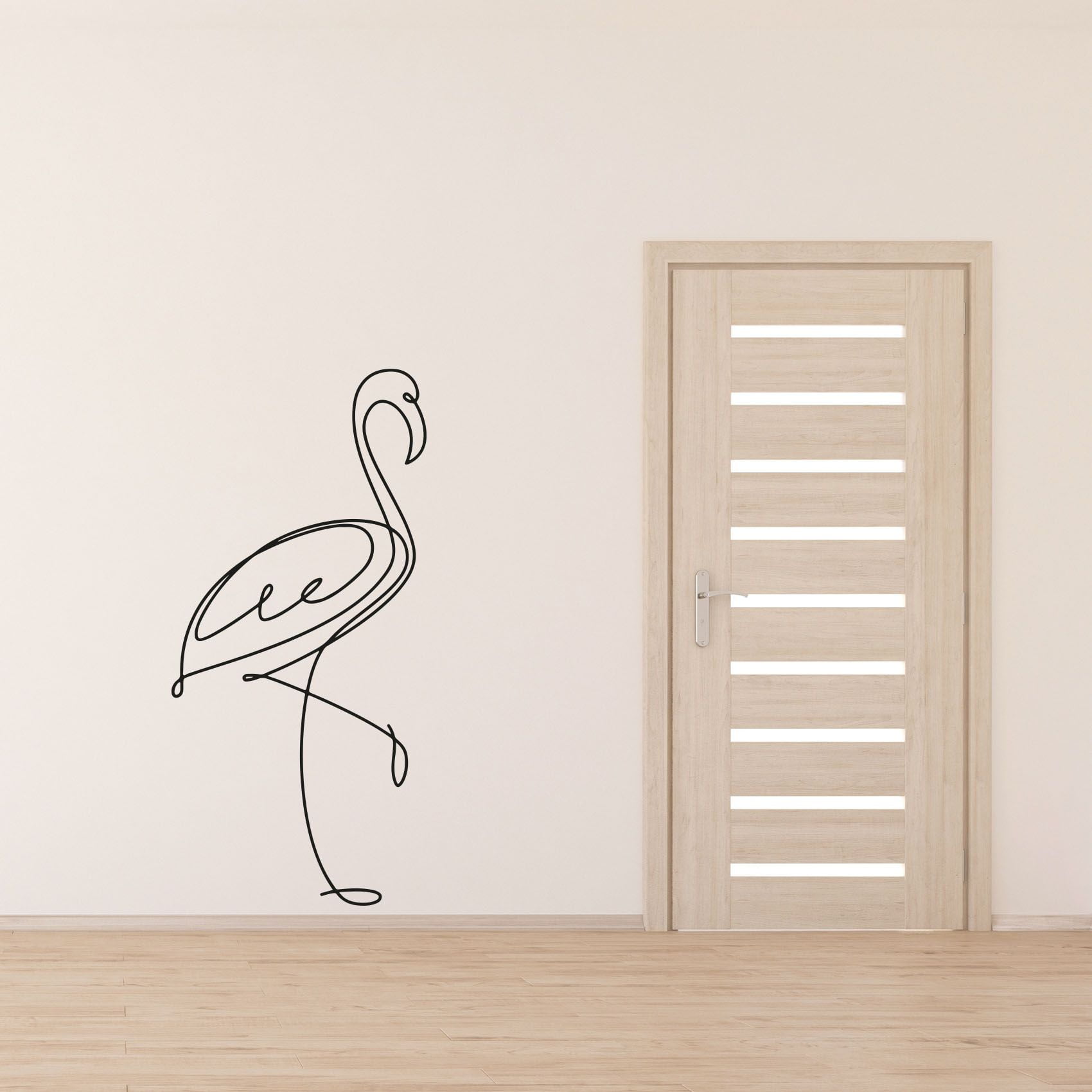 Beautiful Flamingo Line Drawing Silhouette Flamingo Design Vinyl Wall ...
