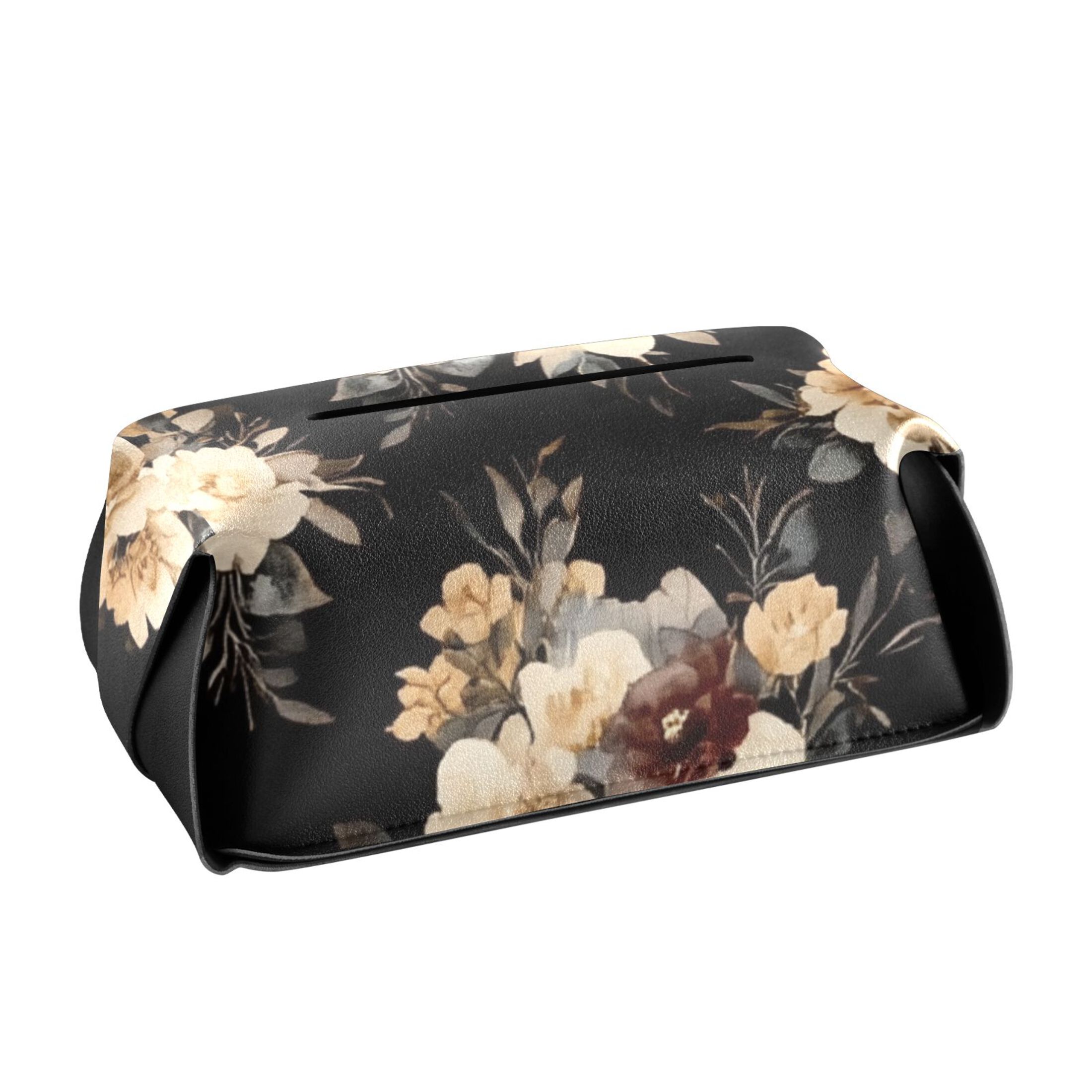 Beautiful Floral Design Tissue Box Cover Leather Square Rectangle ...