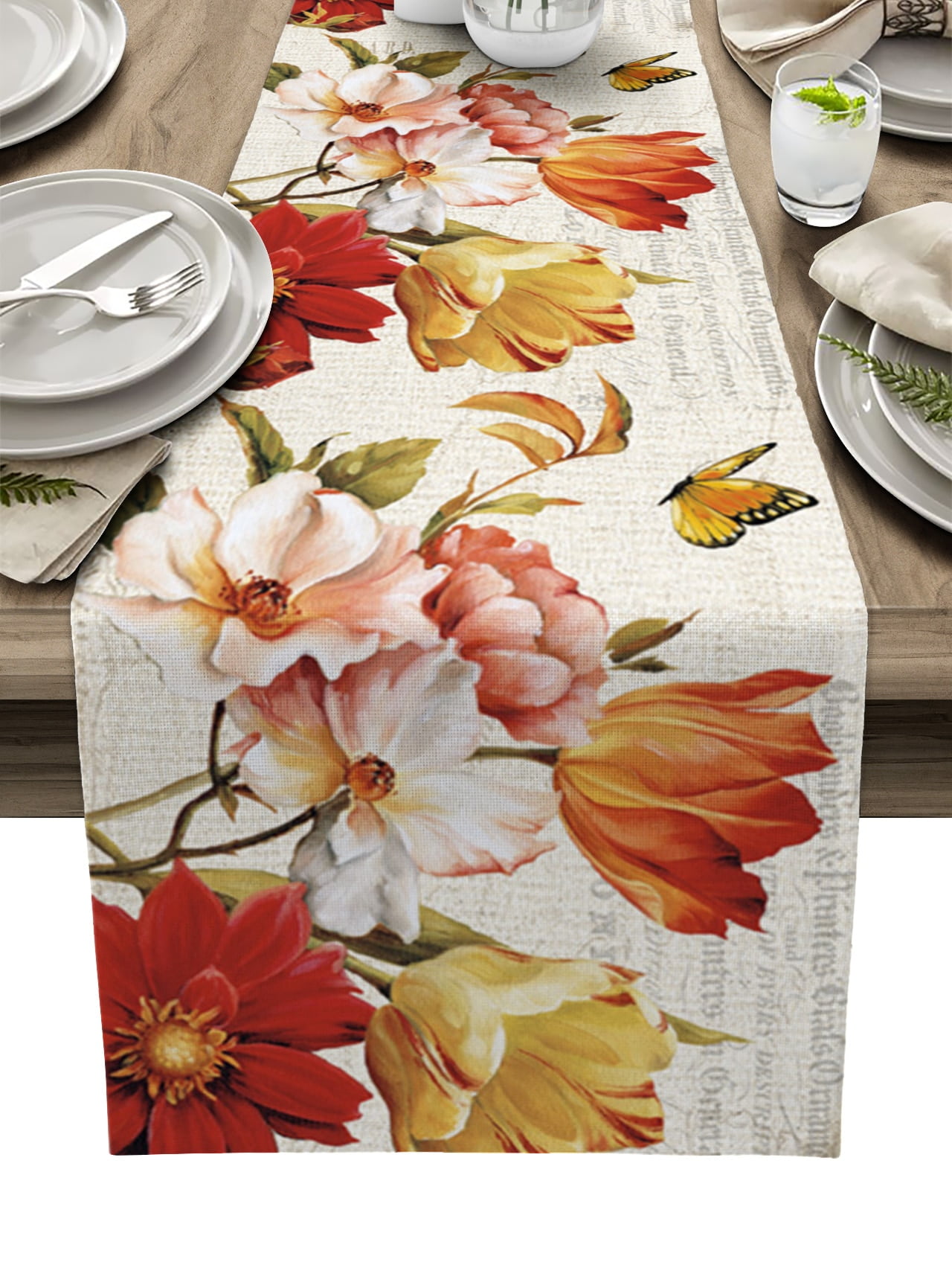 Beautiful Floral Print Table Runner Linen Home Table Runner Dining ...