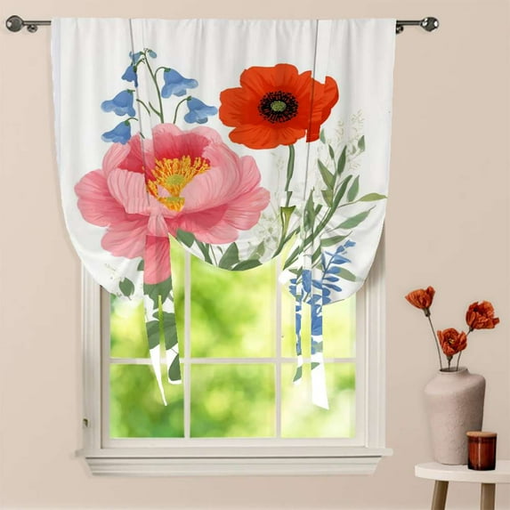 Beautiful Floral Summer Bouquet Art Window Curtain for Living Room ...