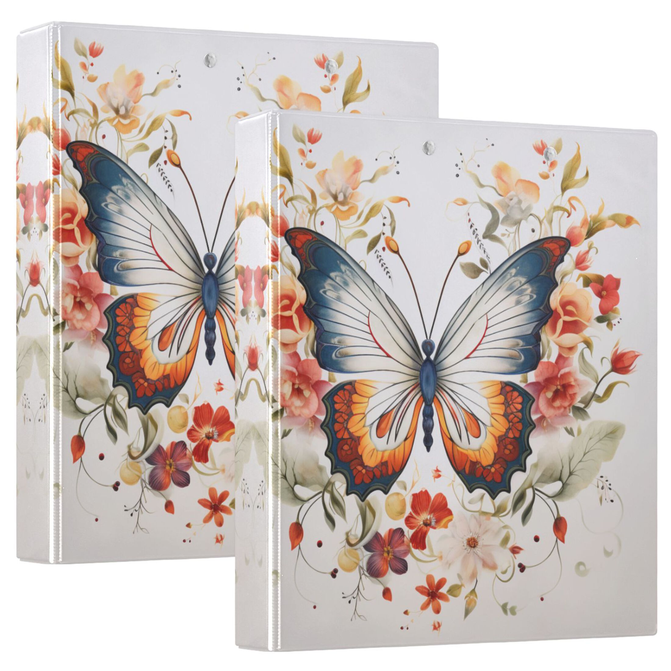 Beautiful Floral on A Butterfly Hardcover 3 Ring Binder 1.5 inch Round ...