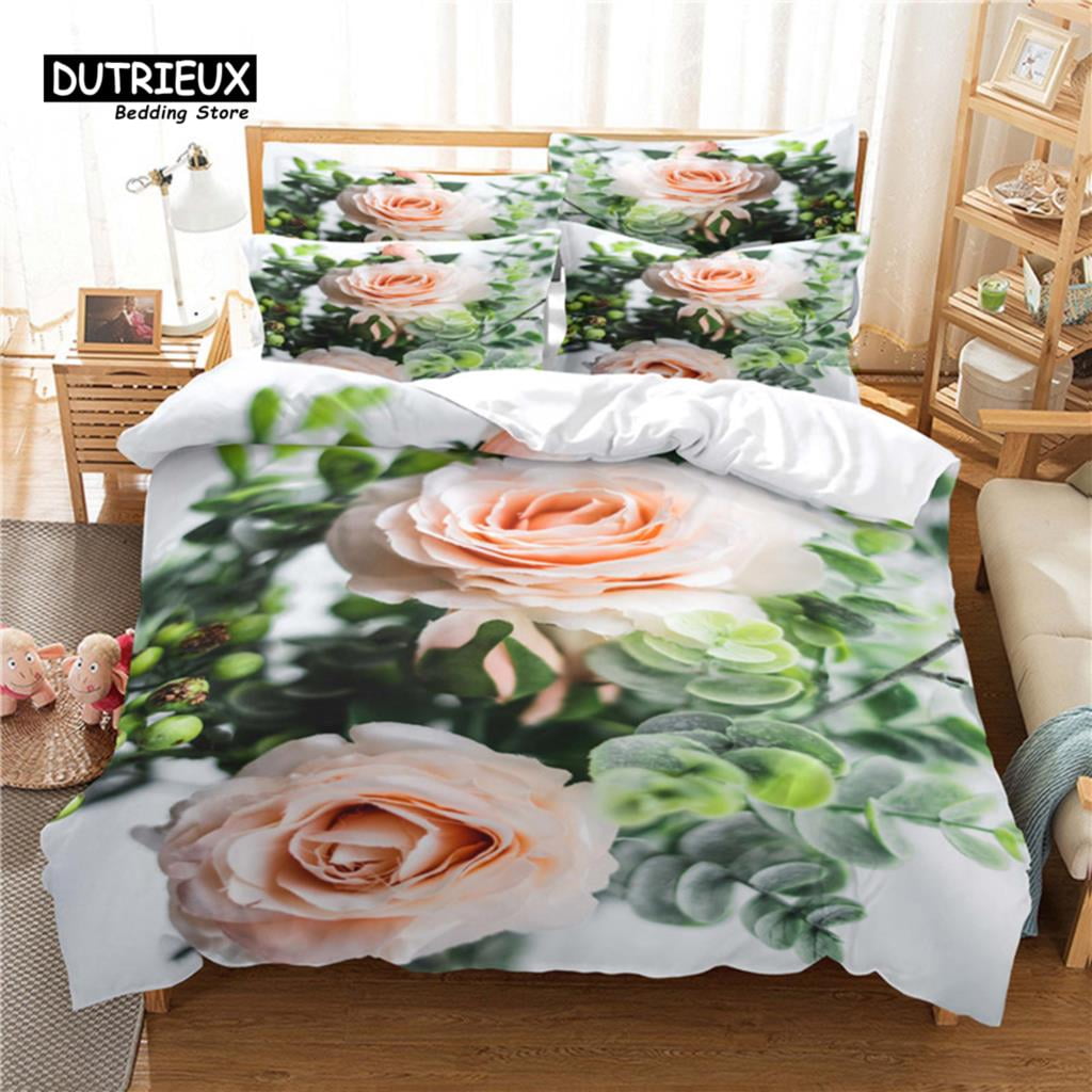 Beautiful Flower Bedding Set 3Pc Flower Duvet Cover Set Soft ...