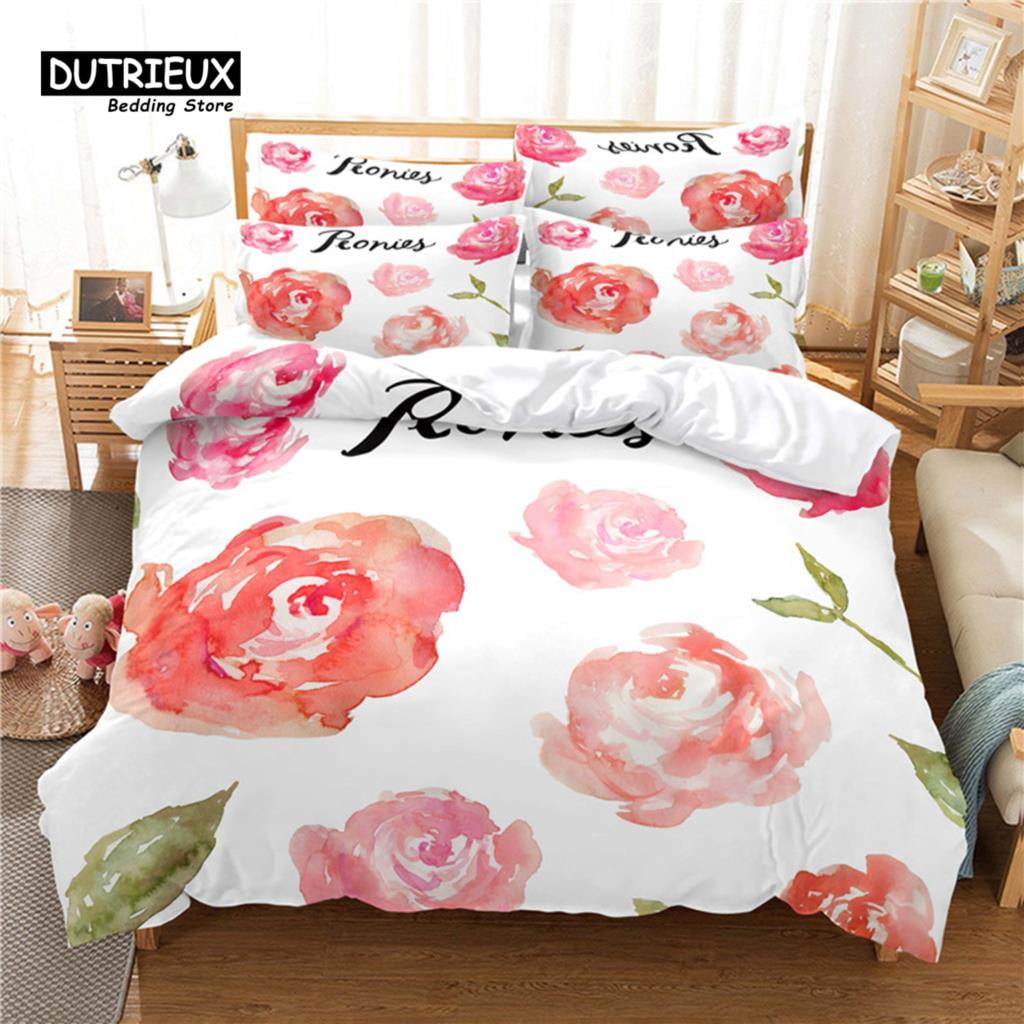 Beautiful Flower Bedding Set 3Pc Flower Duvet Cover Set Soft ...
