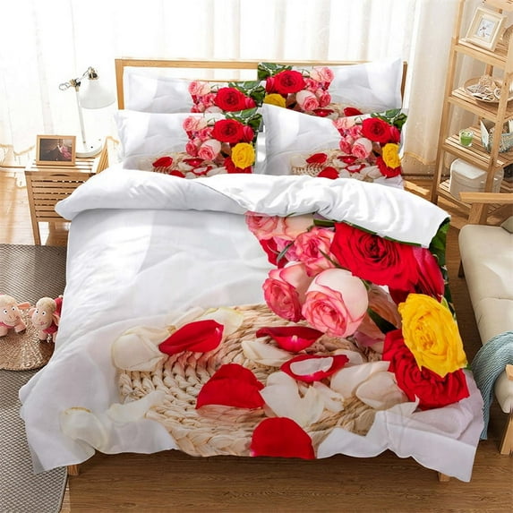 Beautiful Flower Bedding Set Duvet Cover Set 3d Bedding Rose Digital ...