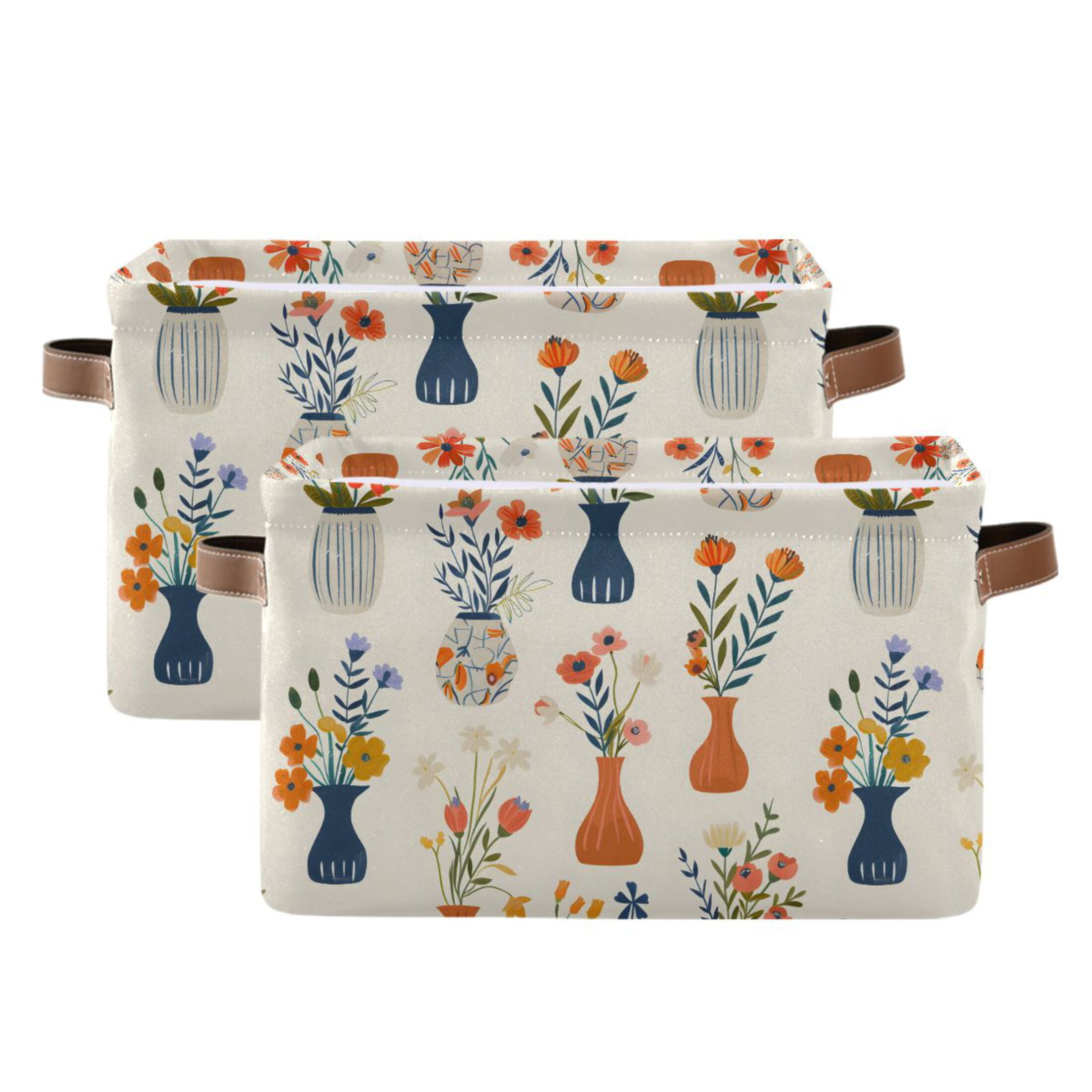 Beautiful Flower Bouquets Storage Bins with Handle Fabric Organizer ...