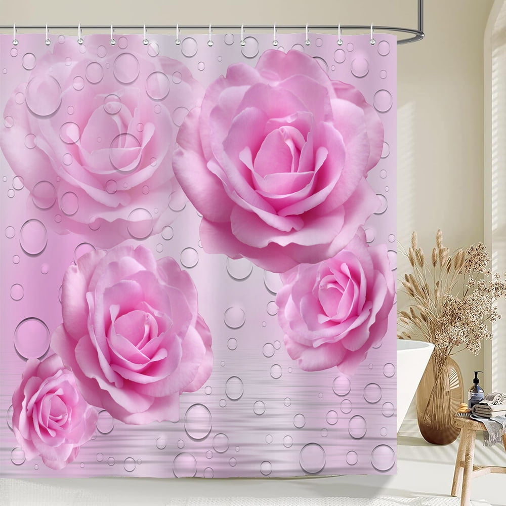 Beautiful Flower Butterfly Art Fabric Shower Curtain Rose r Bathroom ...