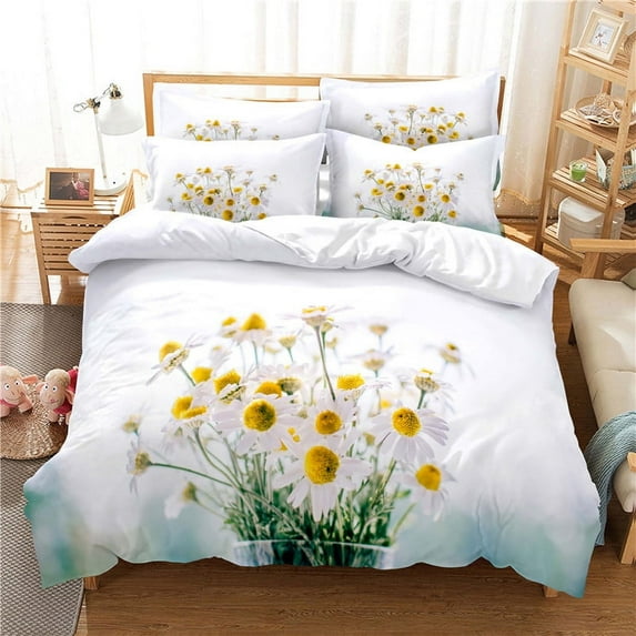 Beautiful Flower Duvet Cover Set 3D Print Daisy Cactus Rose Comforter ...