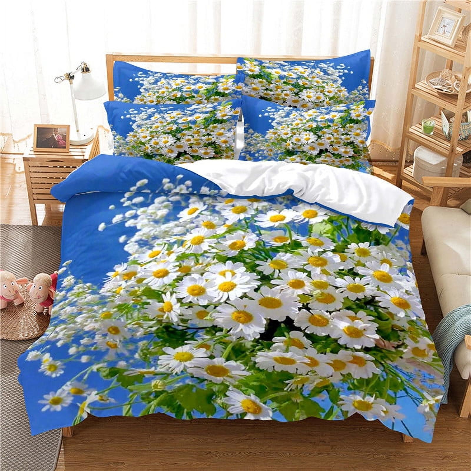 Beautiful Flower Duvet Cover Set 3D Print Daisy Cactus Rose Comforter ...
