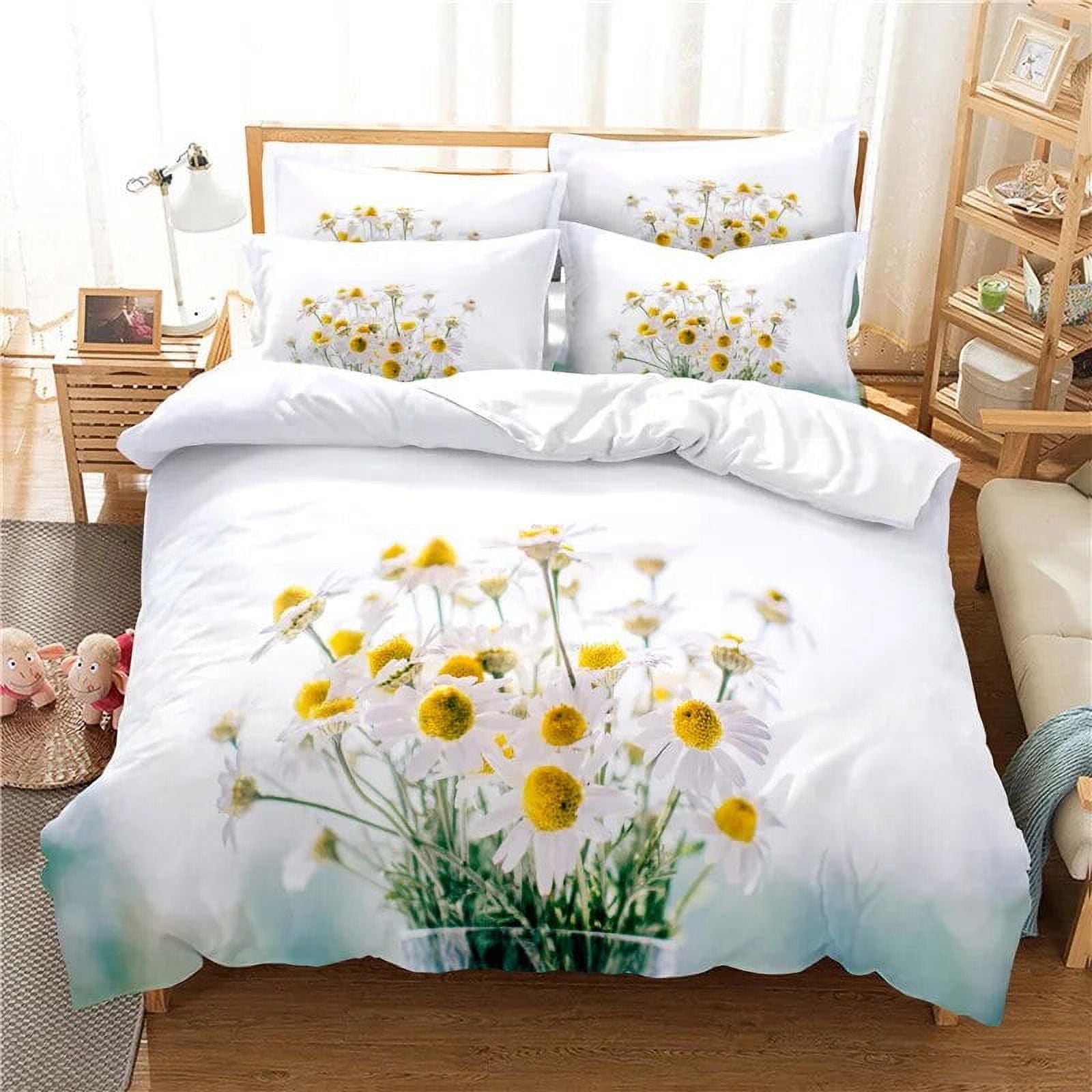 Beautiful Flower Duvet Cover Set 3D Print Daisy Cactus Rose Comforter ...