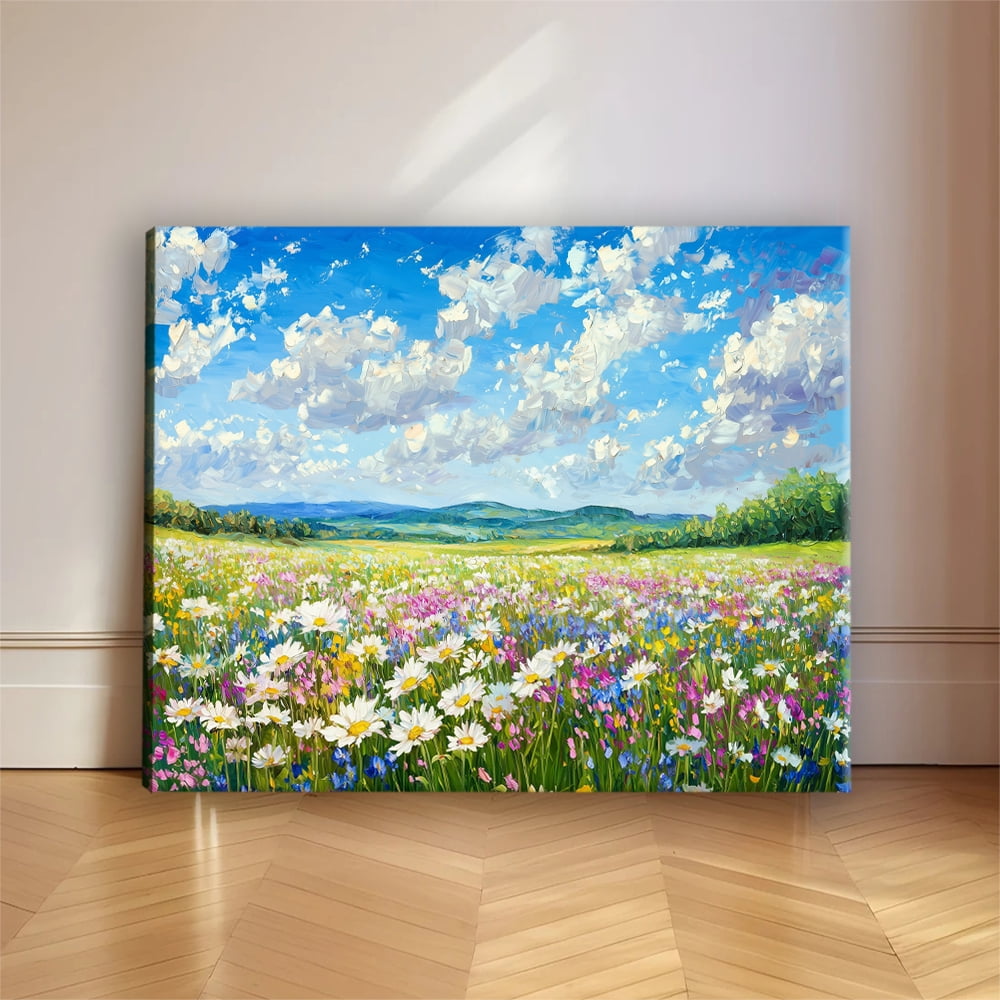 Beautiful Flower Fields in Spring, Classical Oil Painting Style Poster ...