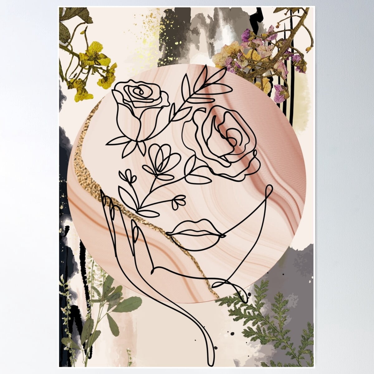 Beautiful Flower Girl Design Poster Wall Art Modern Wall Decor For ...