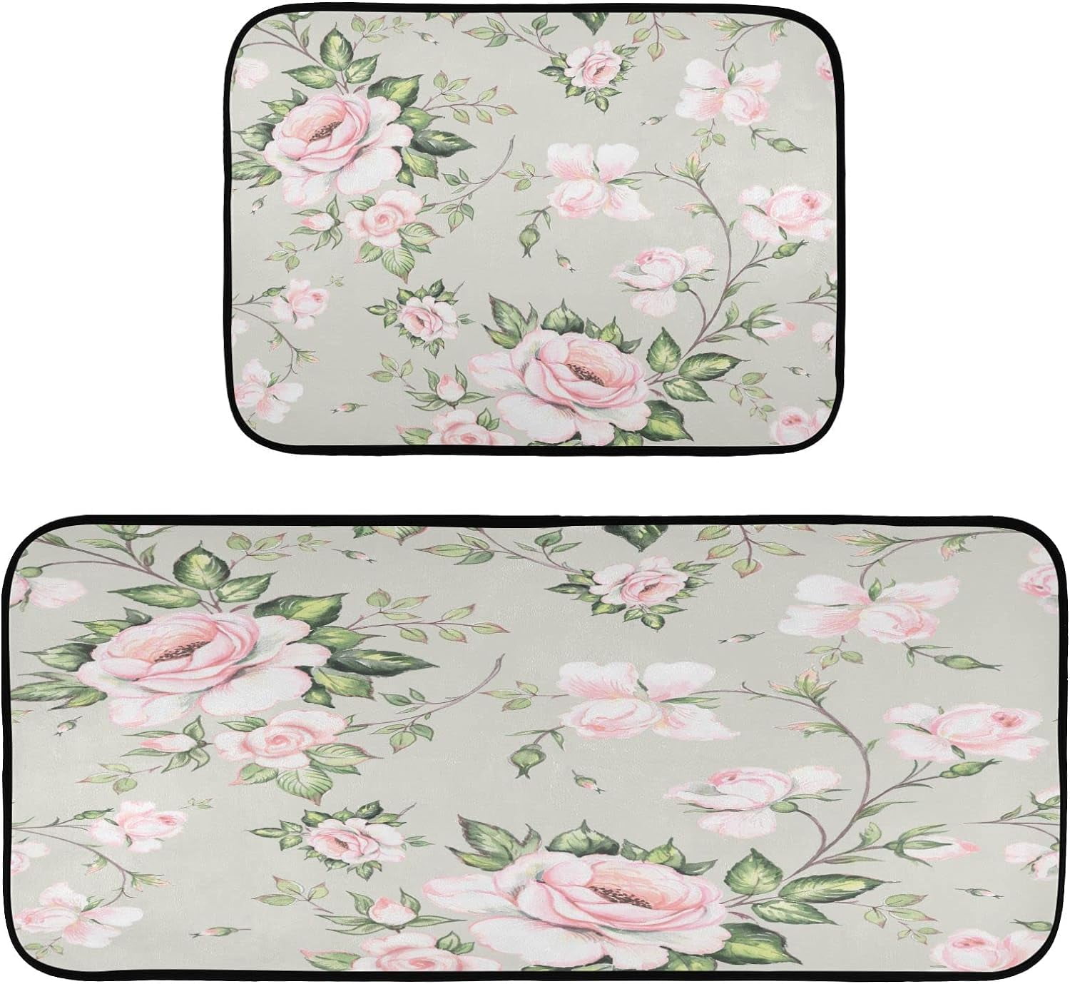 Beautiful Flower Kitchen Rug, Set of 2 Decoration Non Skid Washable ...