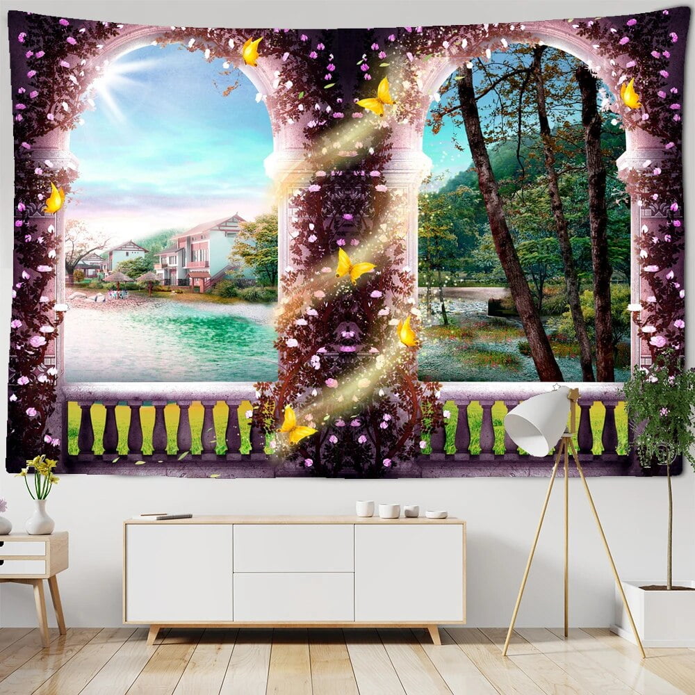 Beautiful Flower Landscape Printed Large Wall Tapestry Cheap Hippie ...