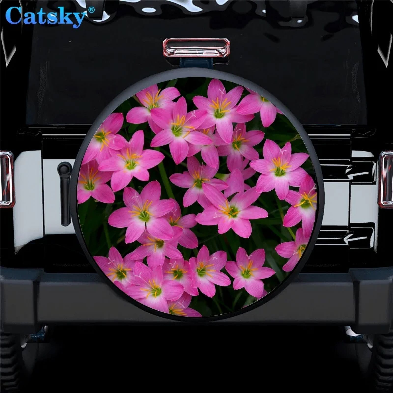 Beautiful Flower Lily Printed Spare Tire Cover Waterproof Tire Wheel ...