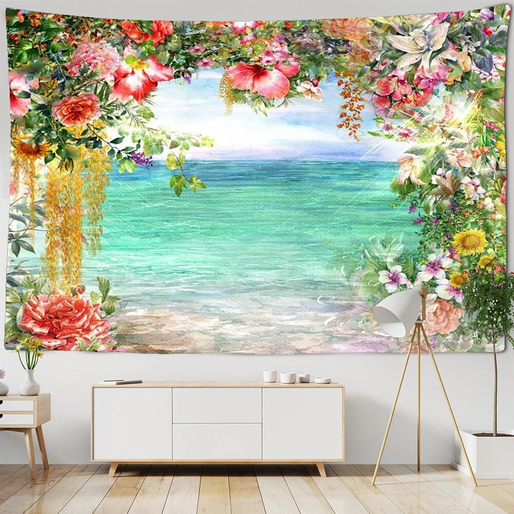 Beautiful Flower Plant Tapestry Wall Hanging Bohemian Hippie Aesthetics ...