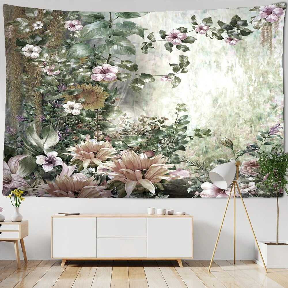 Beautiful Flower Plant Tapestry Wall Hanging Bohemian Hippie Aesthetics ...