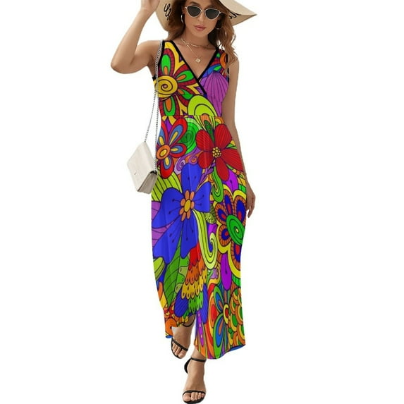 Beautiful Flower Power Colorful Graphic Design Sleeveless Dress dresses ...