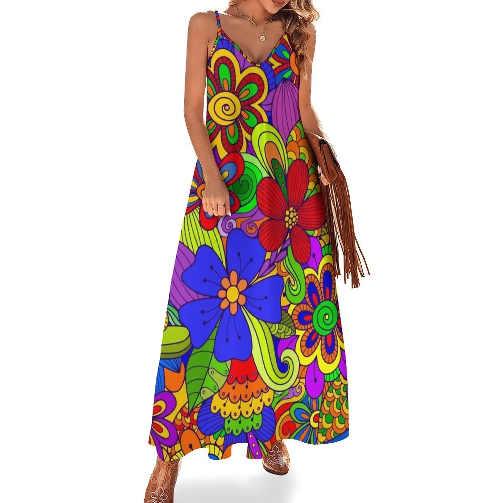 Beautiful Flower Power Colorful Graphic Design Sleeveless Dress dresses ...
