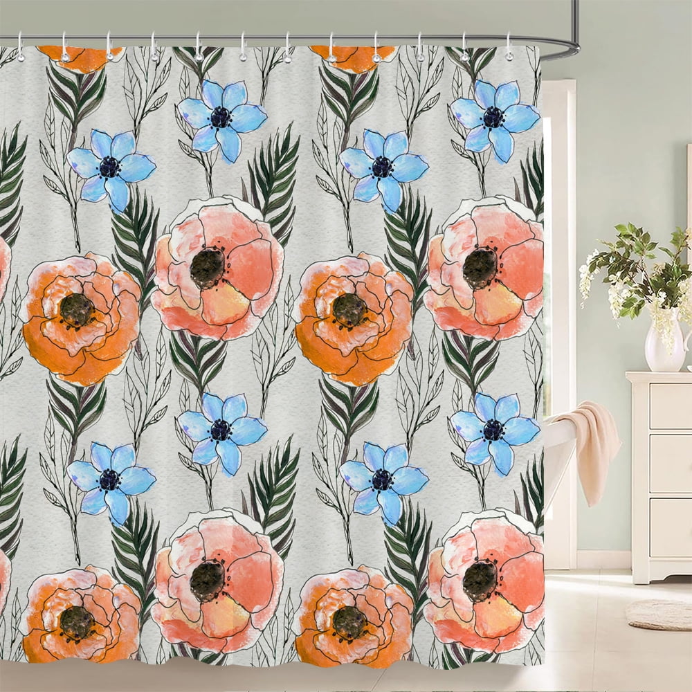 Beautiful Flower Shower Curtains Watercolor Flowers Floral Home ration ...