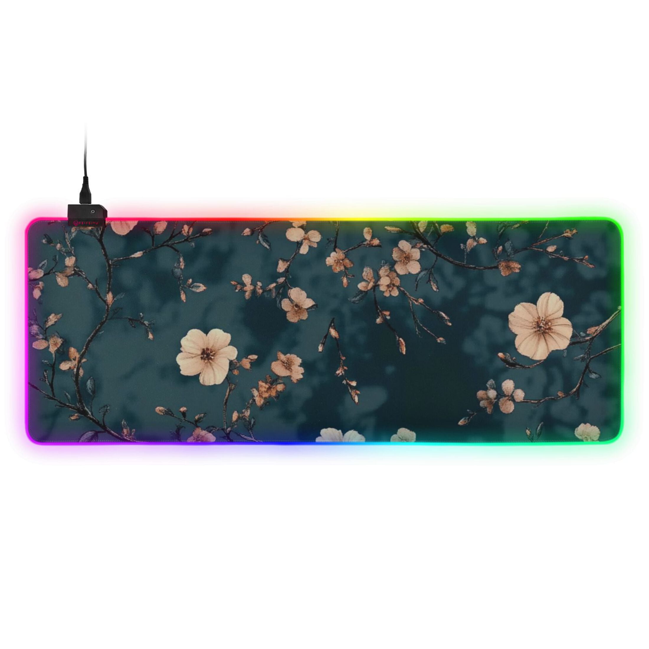 Beautiful Flower on Green Background RGB Gaming Mouse Pad Large ...