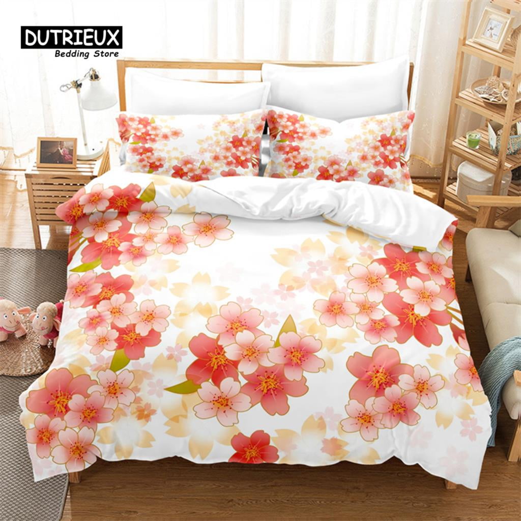 Beautiful Flowers Bedding Set 3Pc Flower Duvet Cover Set Soft ...