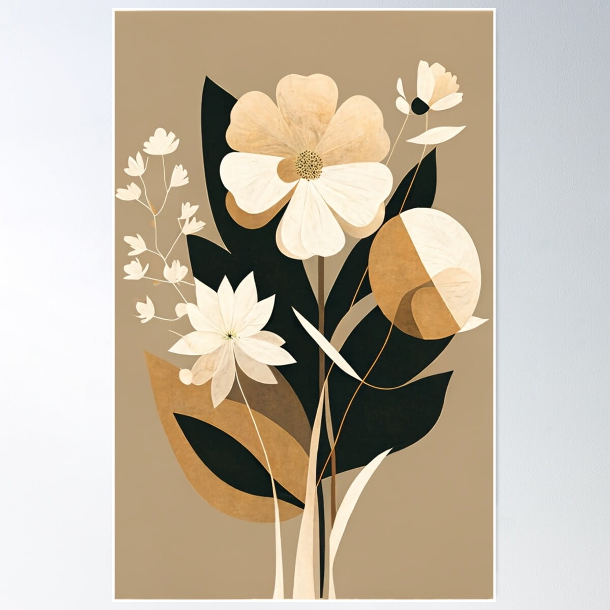 Beautiful Flowers Boho - Style Poster Wall Art, Modern Wall Decor For ...