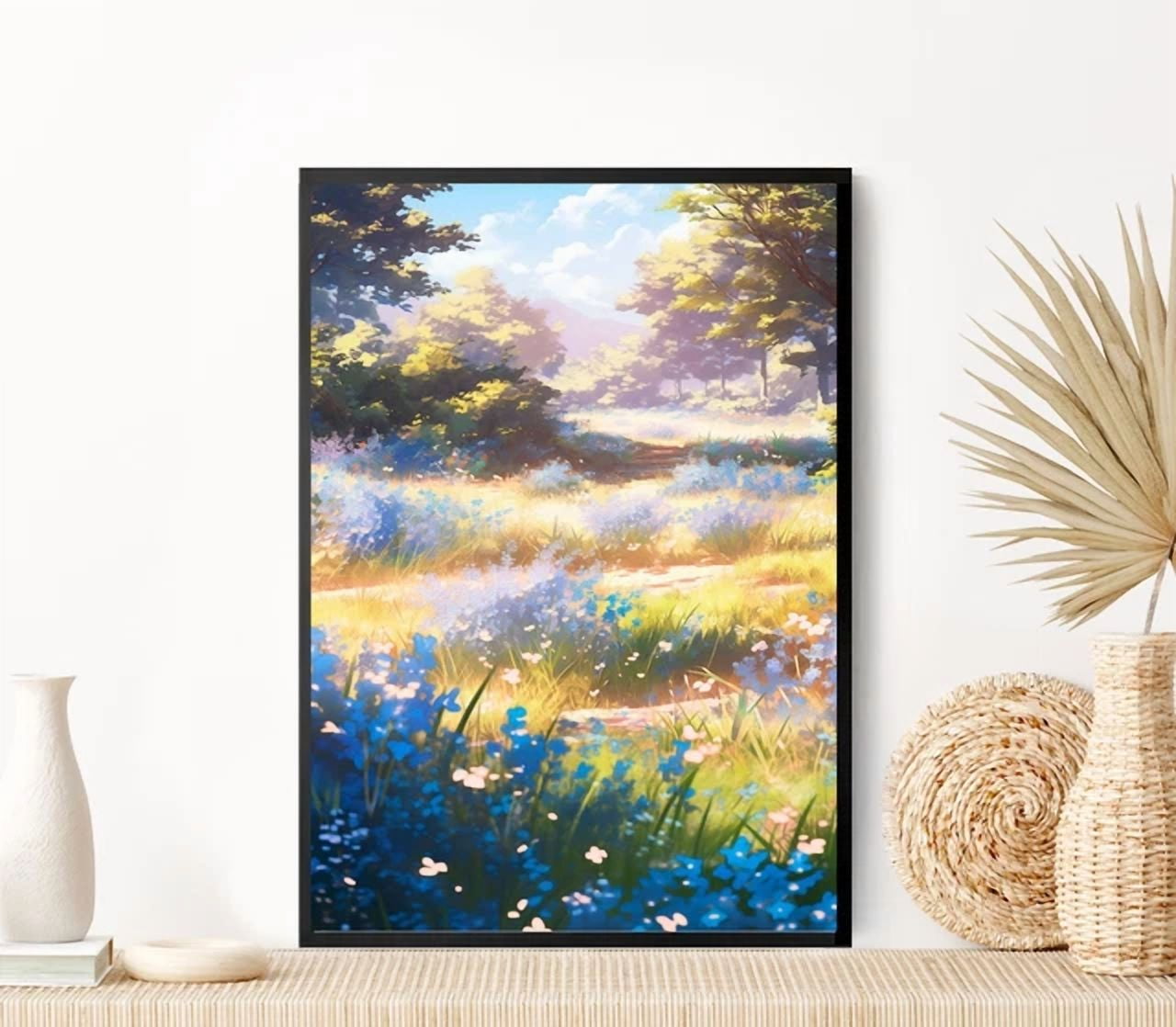 Beautiful Flowers Cartoon Scene Poster Art Home Decor Vintage Gift ...