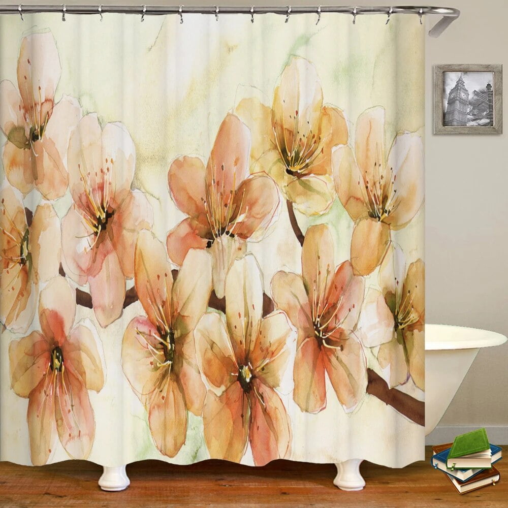 Beautiful Flowers Floral Shower Curtain 3D Bath Screen Waterproof ...