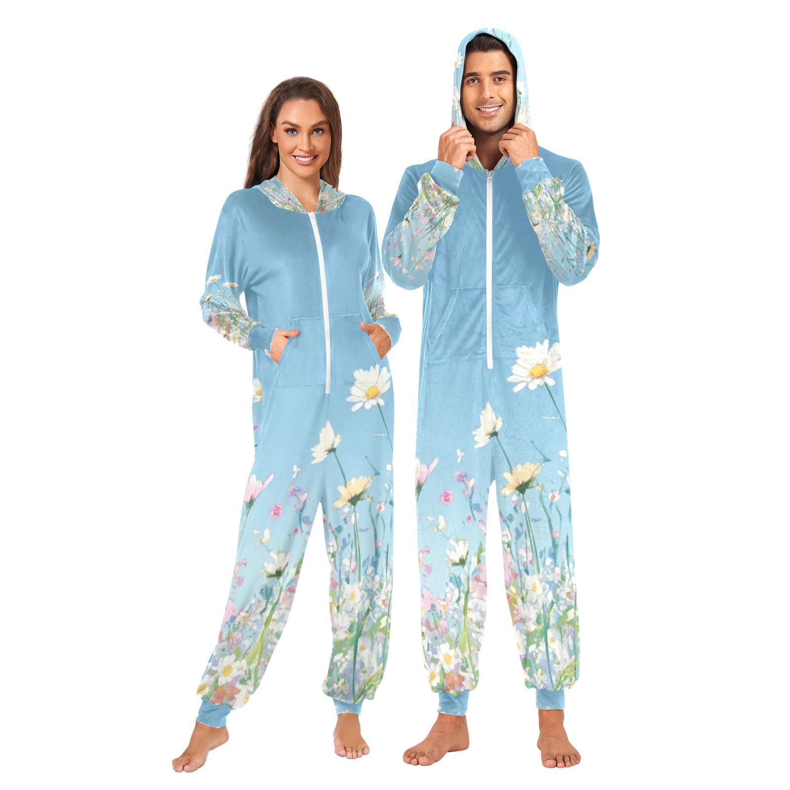 Beautiful Flowers Leaves Adult Onesie Pajamas Slim Fit Christmas One ...