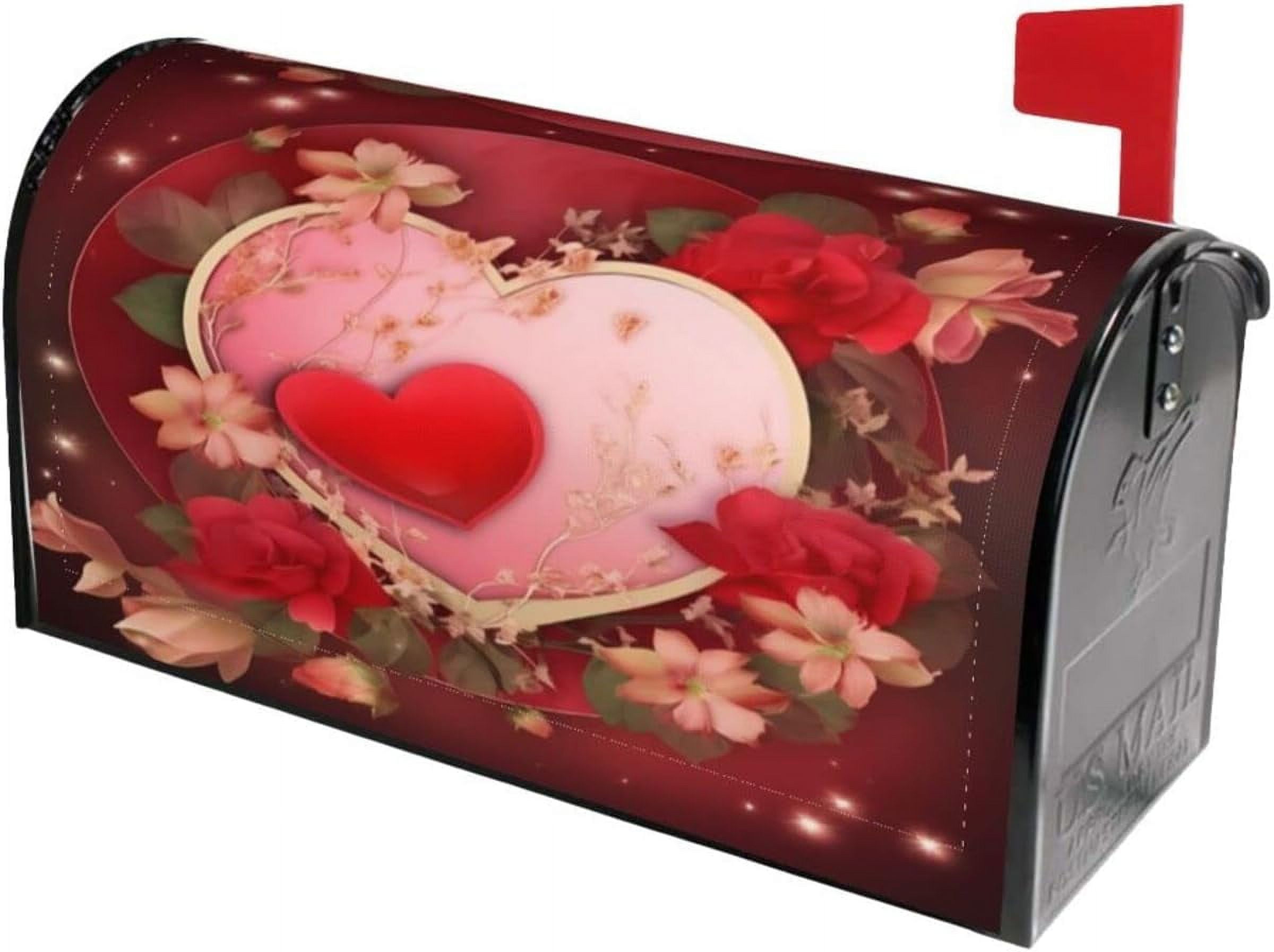 Beautiful Flowers Love Hearts Valentine''s Day Mailbox Covers Magnetic ...